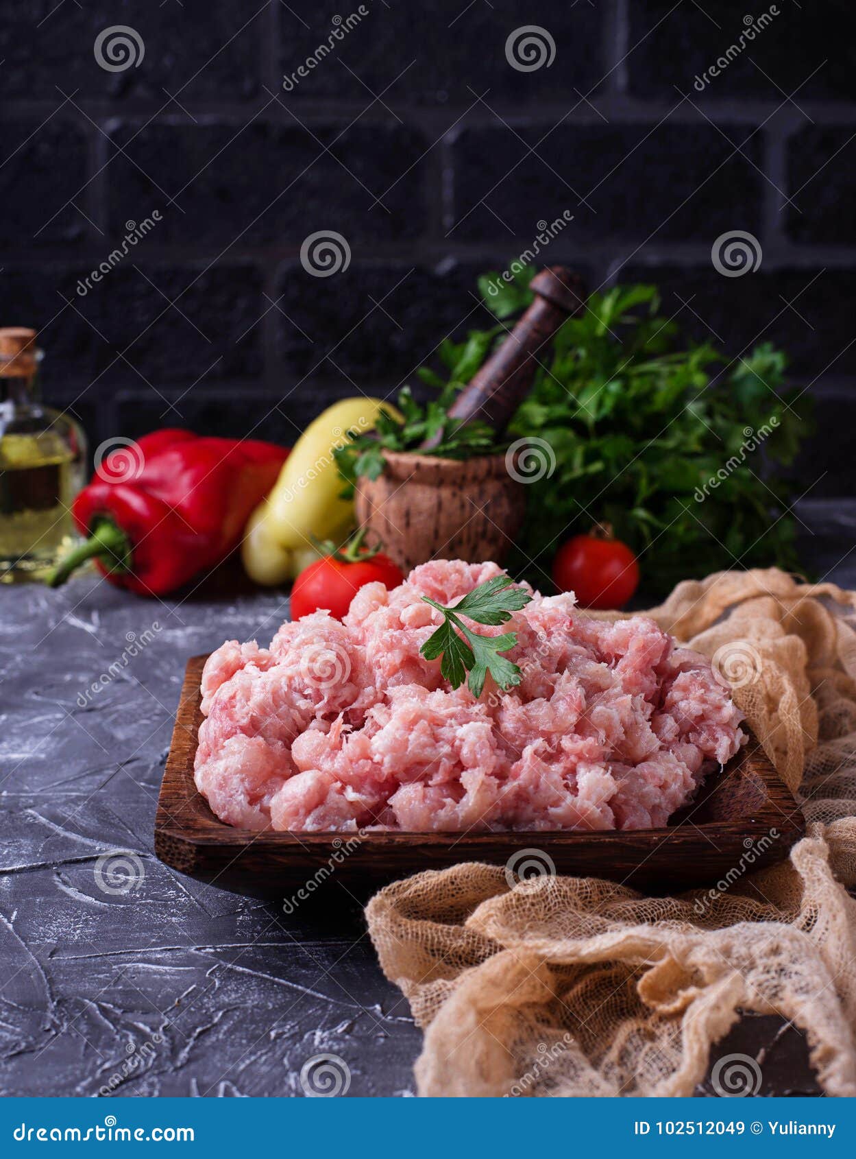 Raw minced meat stock image. Image of onion, beef, fresh - 102512049