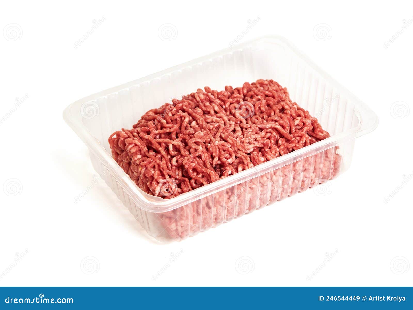 Raw Minced Meat in a Transparent Plastic Container Stock Image - Image ...