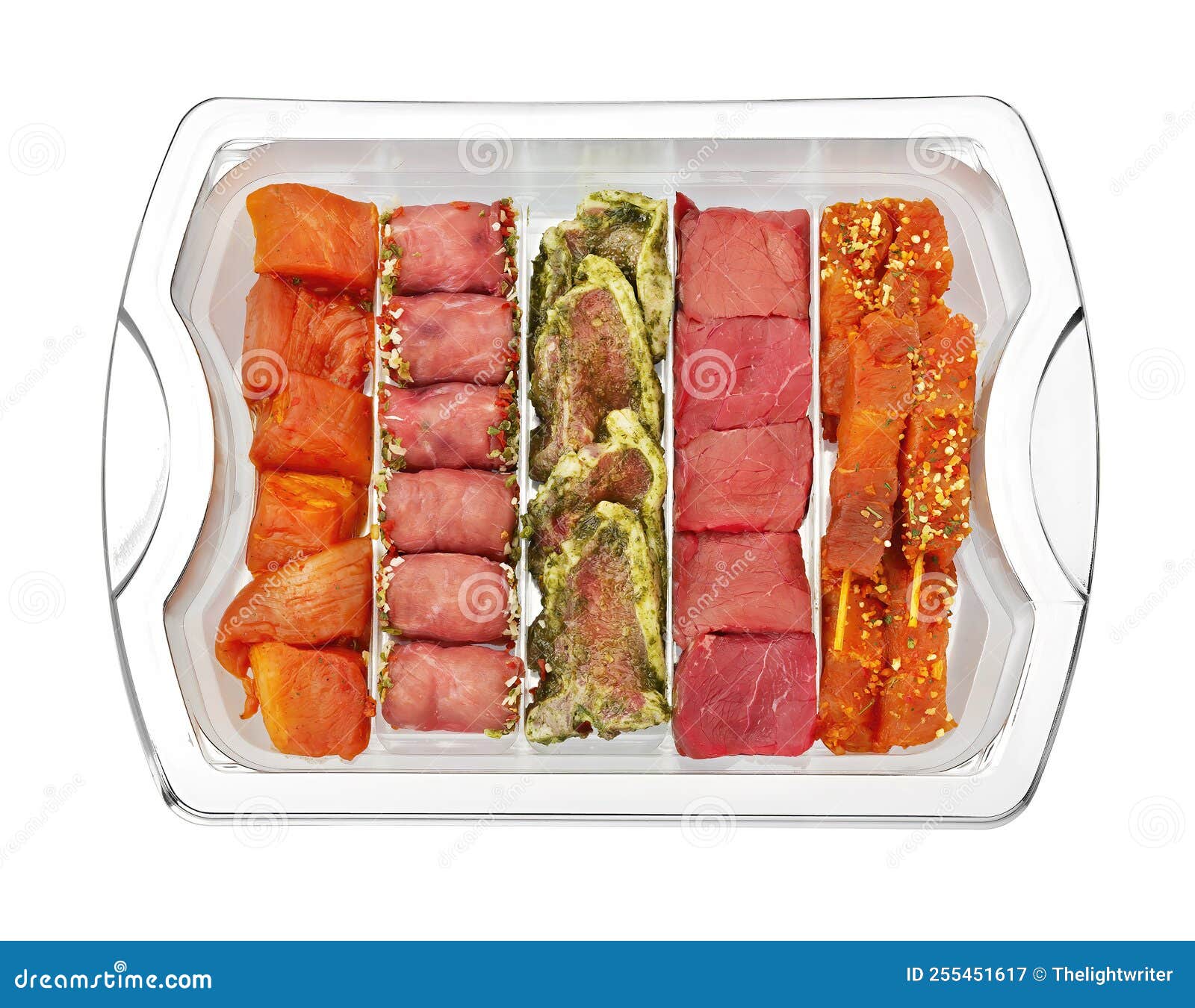 Raw Mini Meat Products in Plastic Tay Isolated on White Stock Image ...