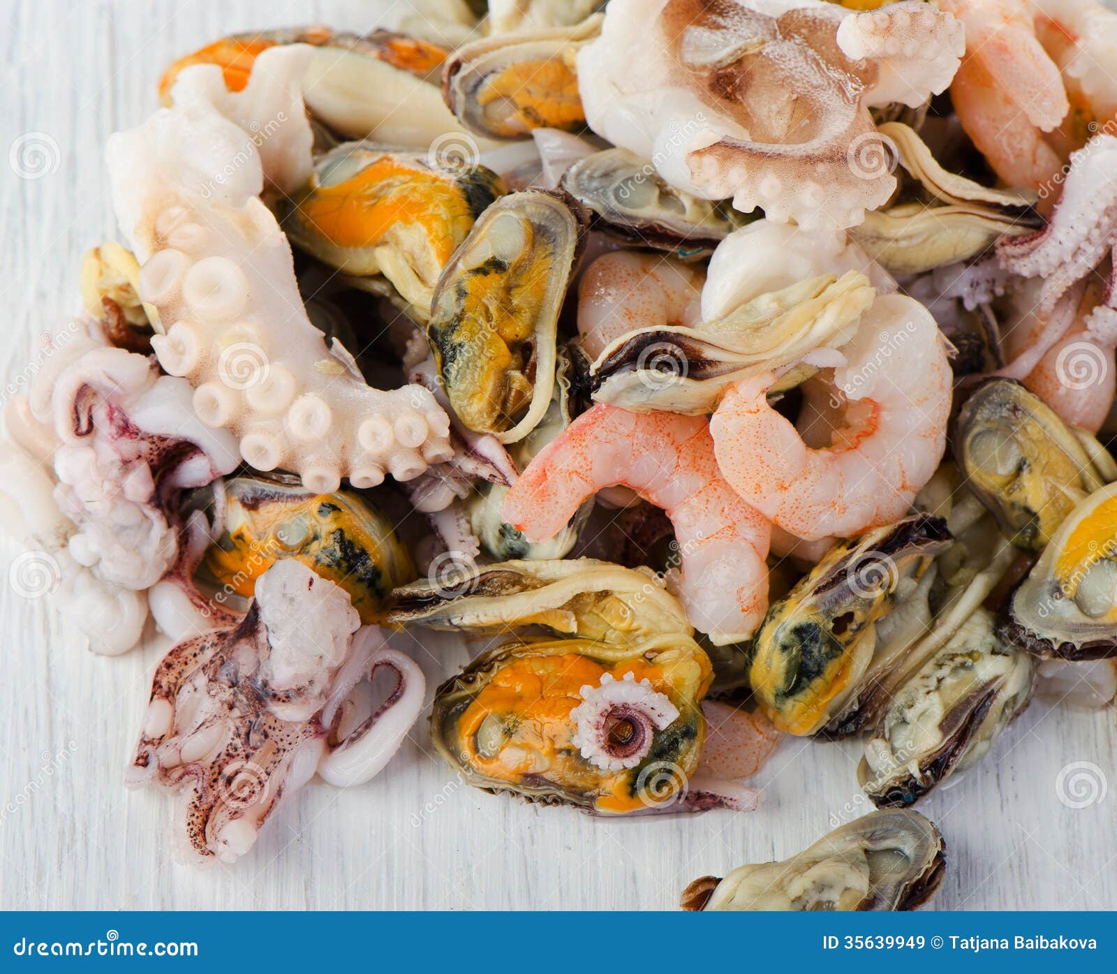 Raw Mixed seafood stock image. Image of closeup, mollusk - 35639949