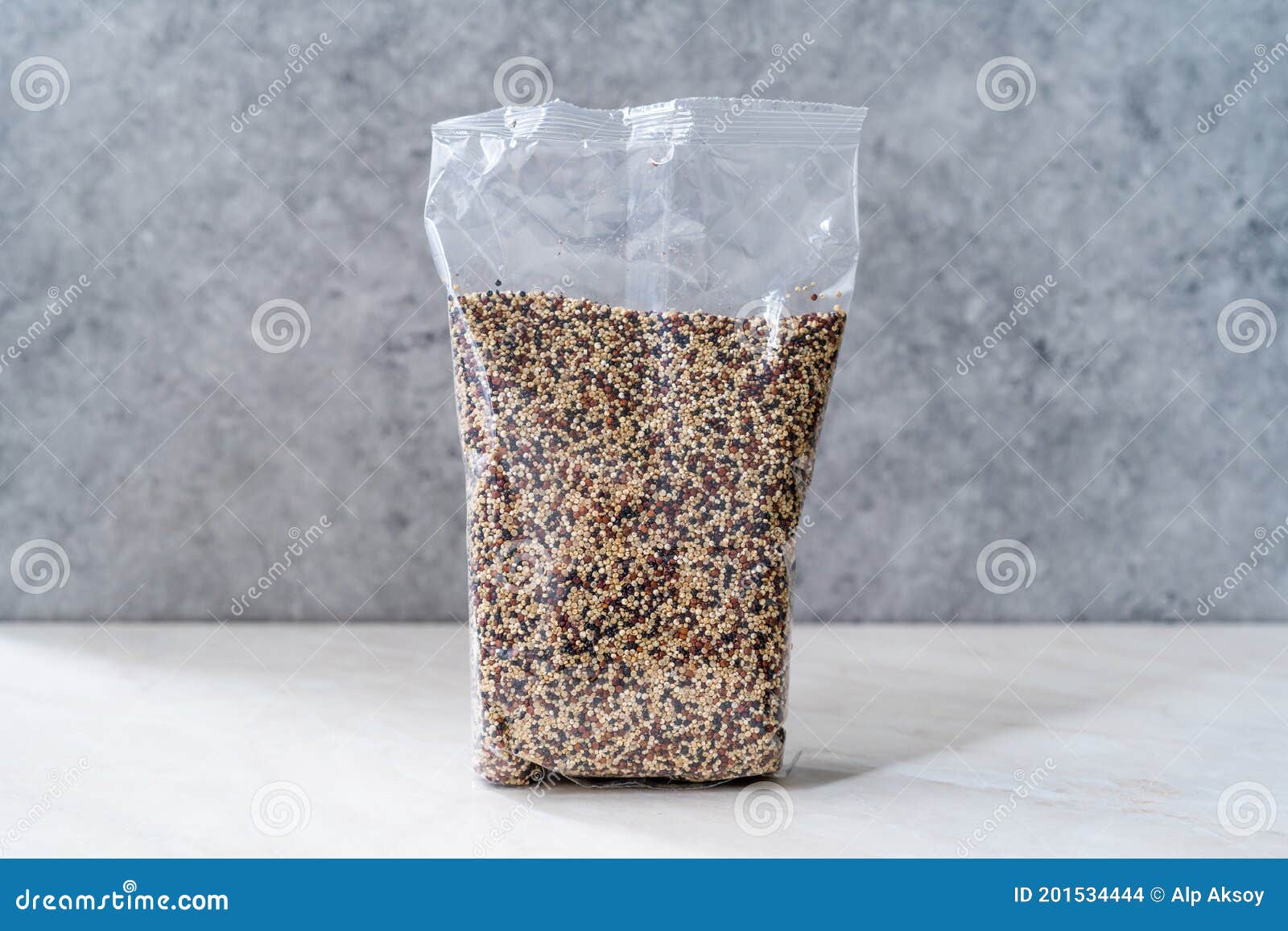 Raw Mixed Tricolor / Three Color Quinoa in Plastic Package Stock Photo ...