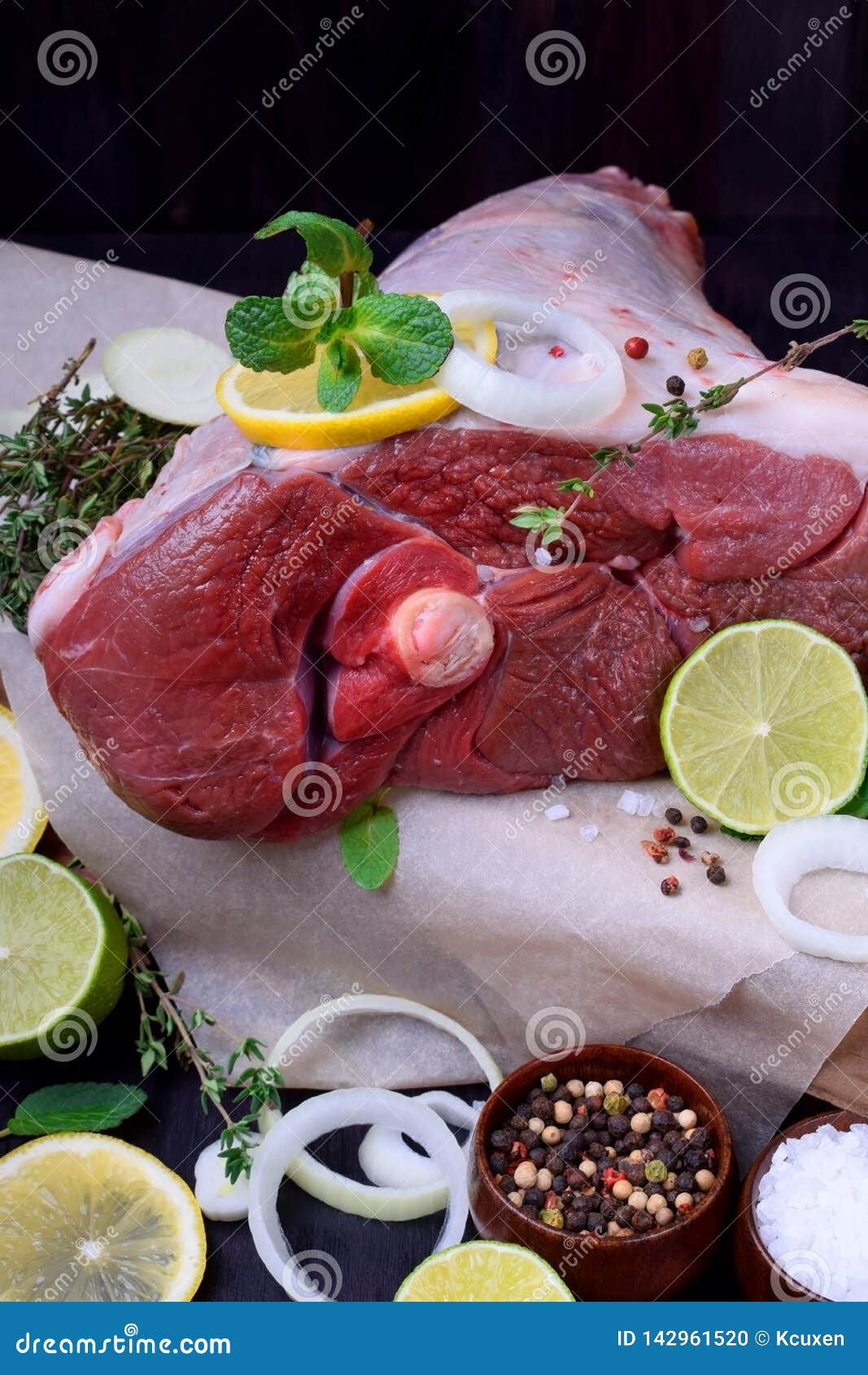 Raw mutton leg stock photo. Image of organic, making - 142961520