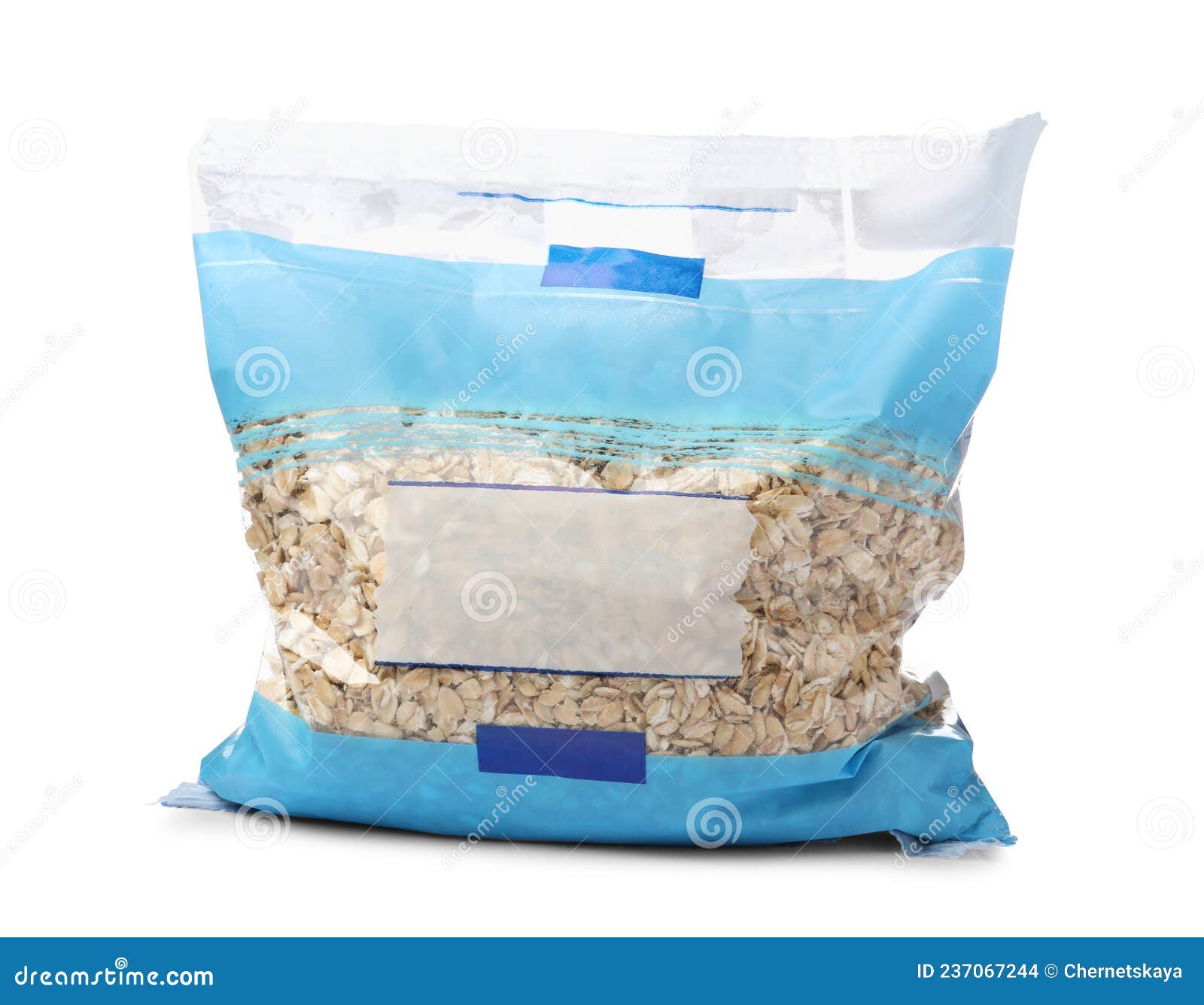 Raw Oatmeal in Package Isolated on White Stock Photo - Image of oatmeal ...