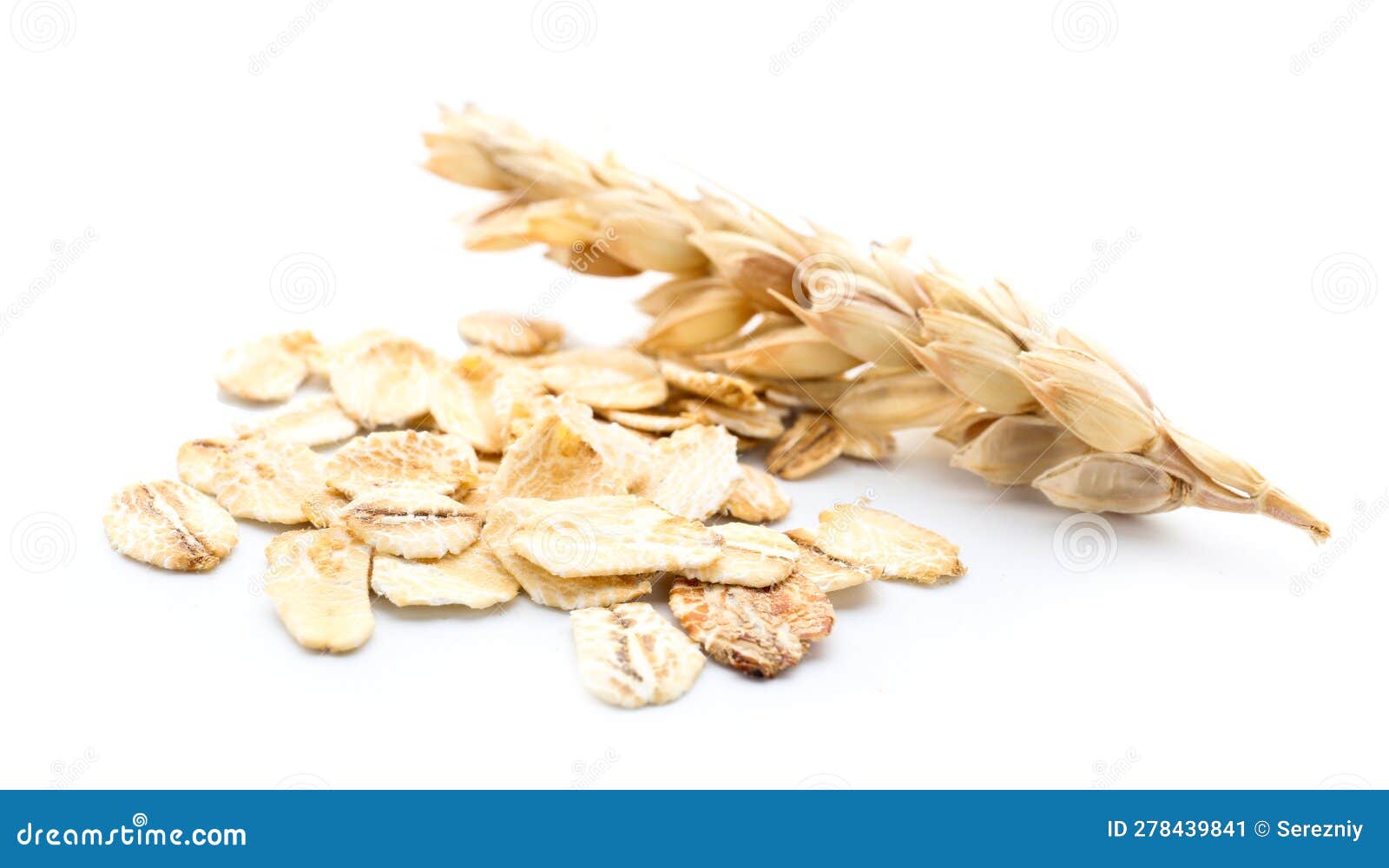 Raw Oatmeal on White Background Stock Image - Image of crop ...
