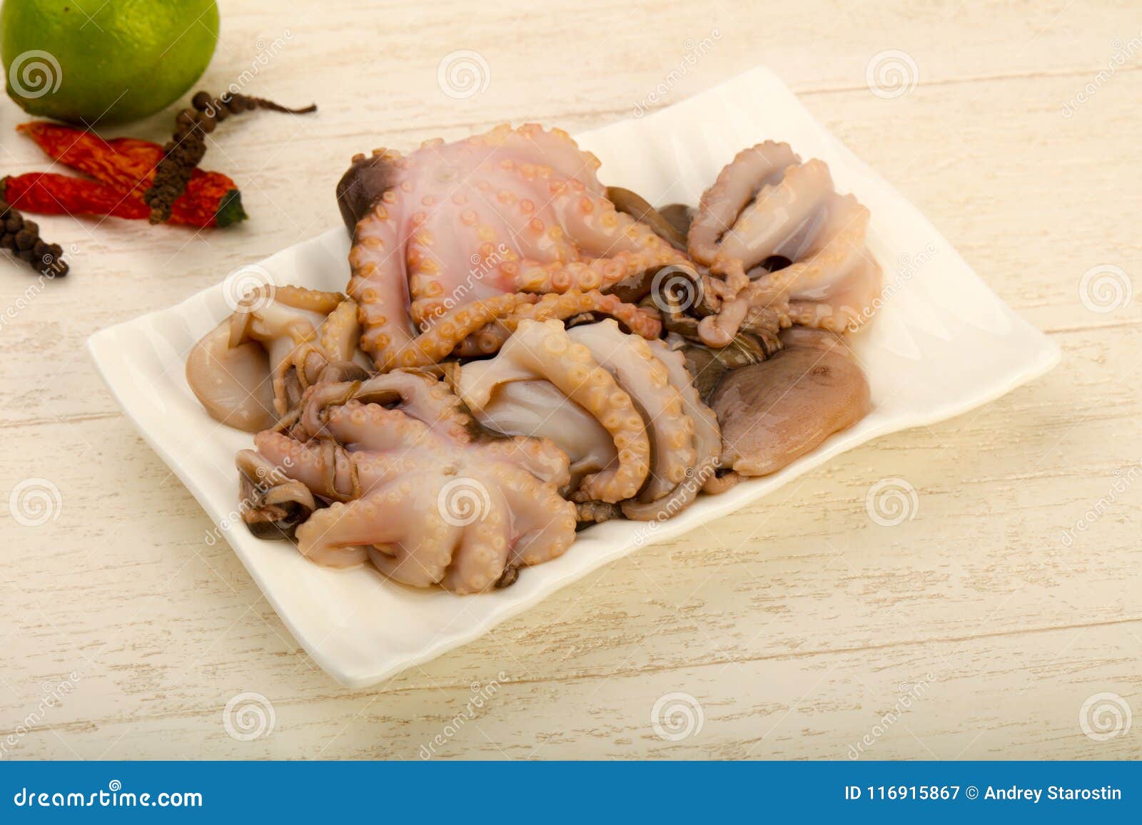 Raw octopus stock image. Image of fish, marine, delicatessen - 116915867