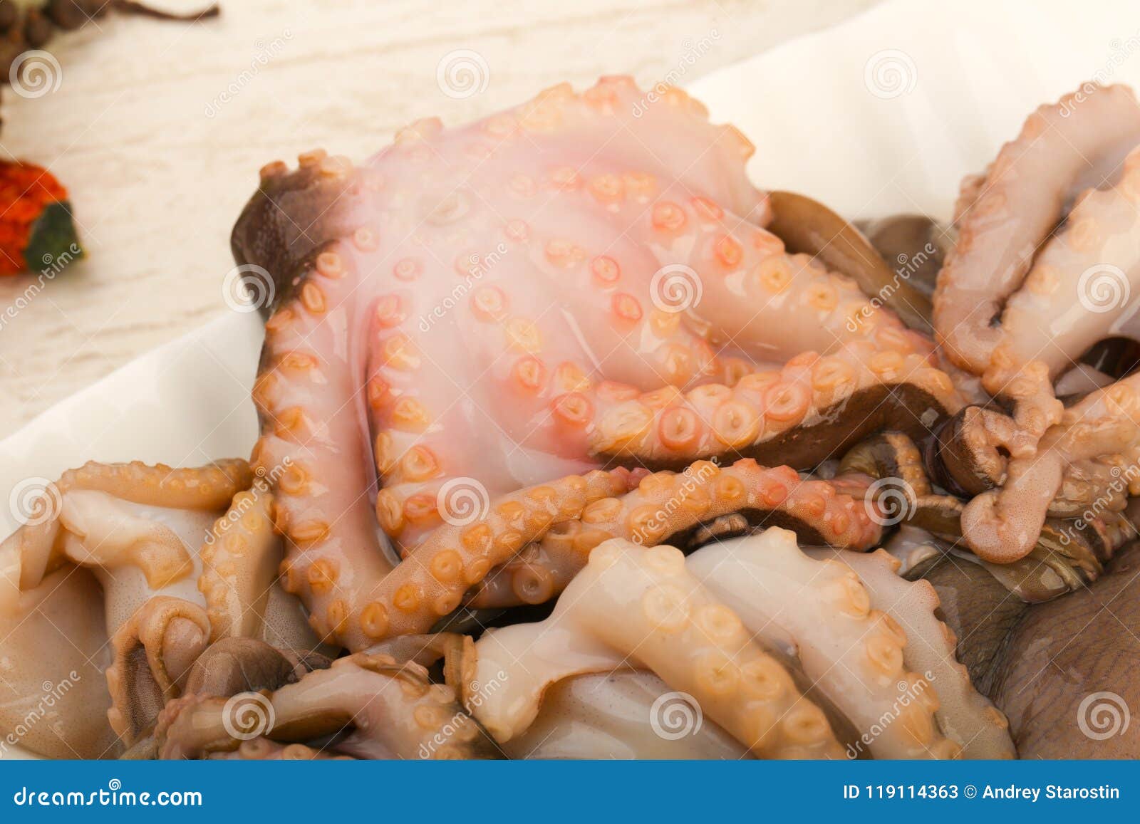 Raw octopus stock image. Image of eating, cooked, delicious - 119114363