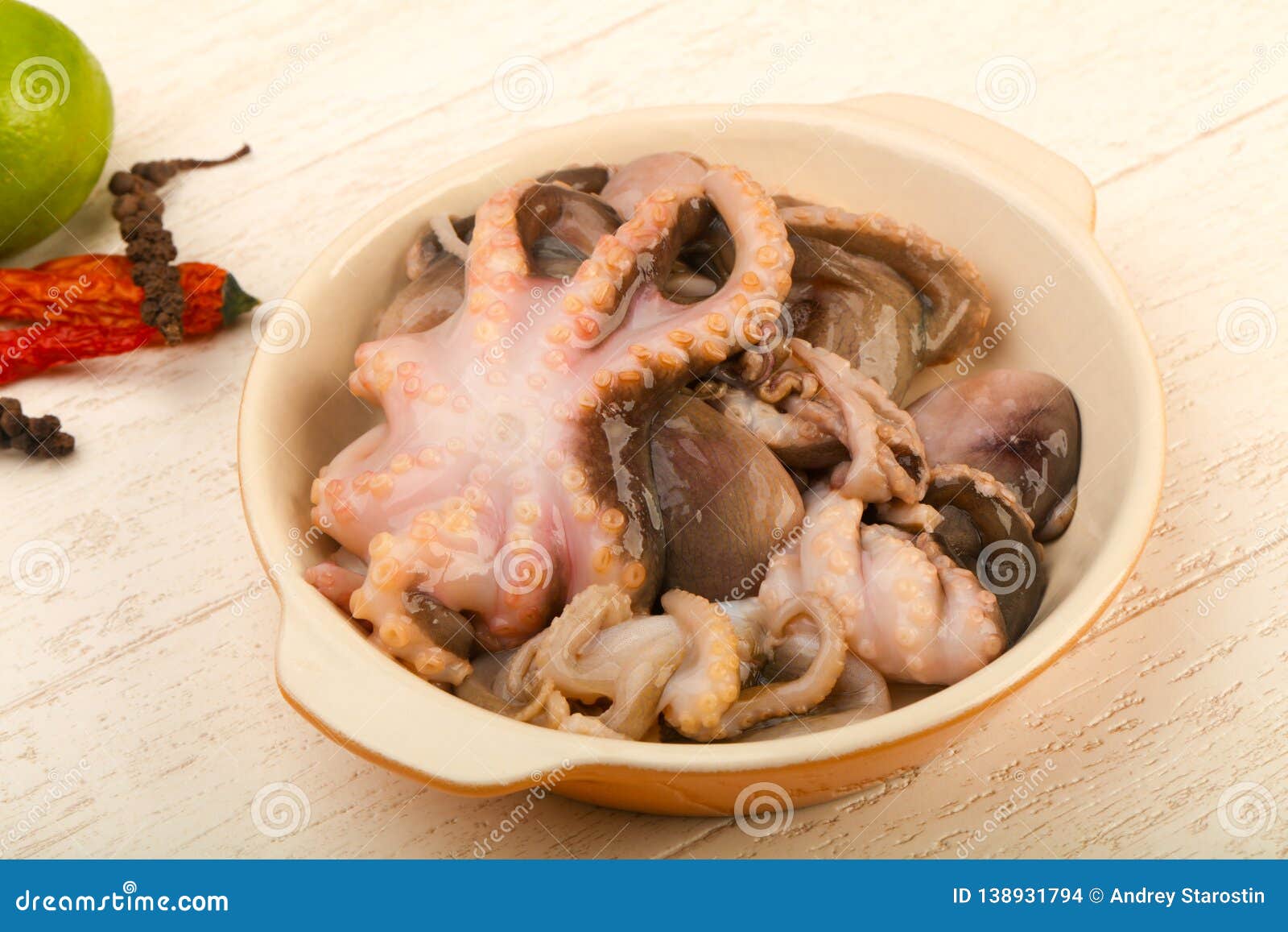 Raw octopus stock photo. Image of meat, closeup, delicious - 138931794