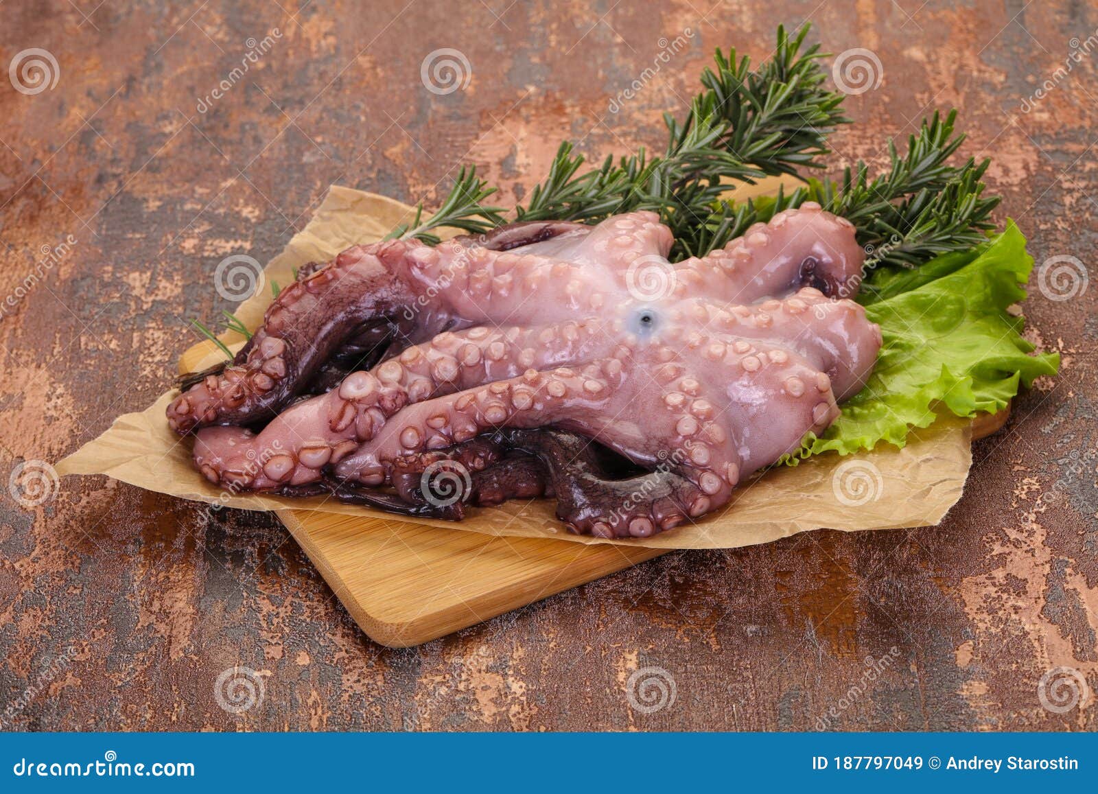 Raw Octopus Ready for Cooking Stock Image - Image of marine, lemon ...