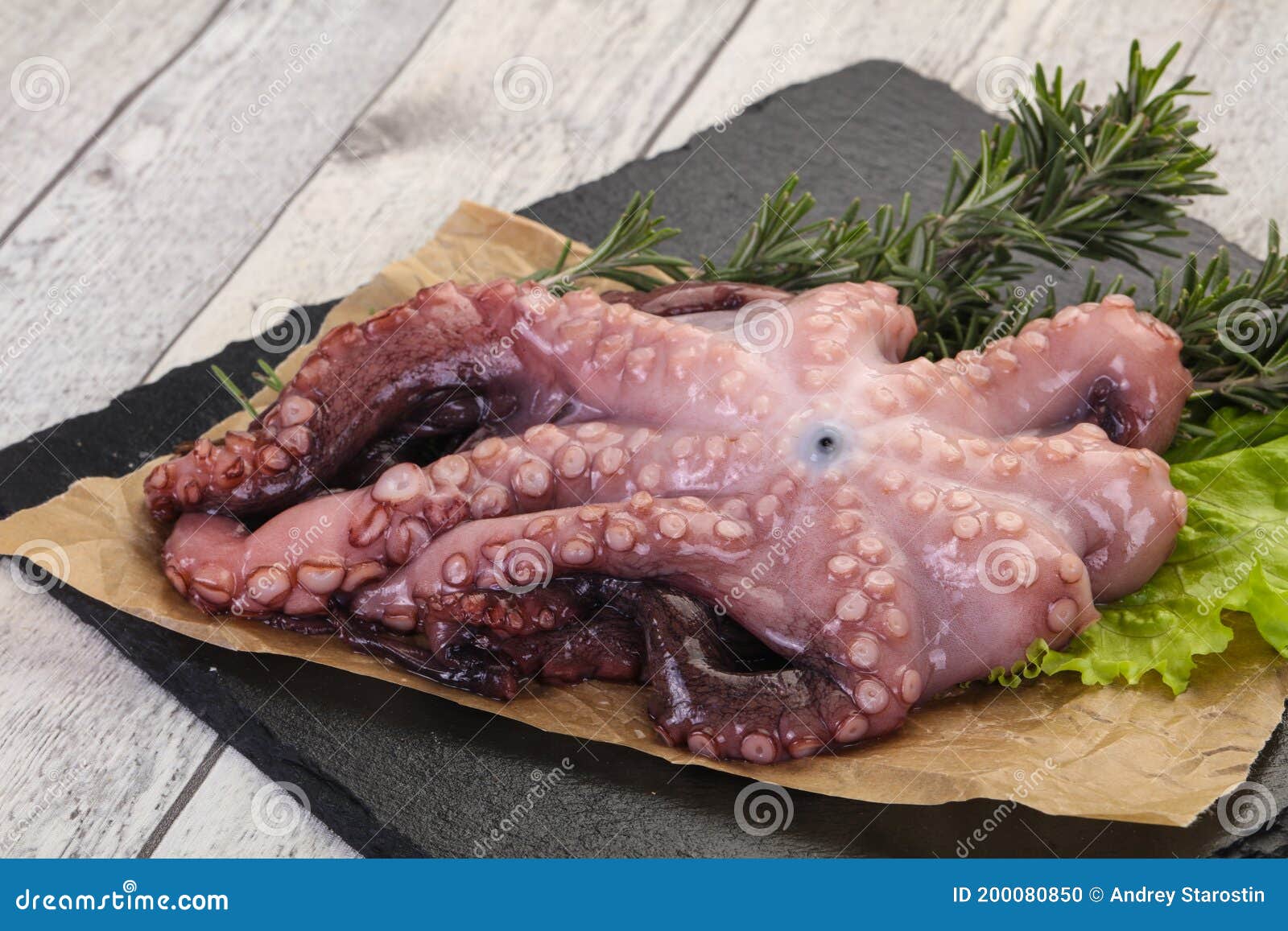 Raw Octopus Ready for Cooking Stock Photo - Image of purple, freshness ...