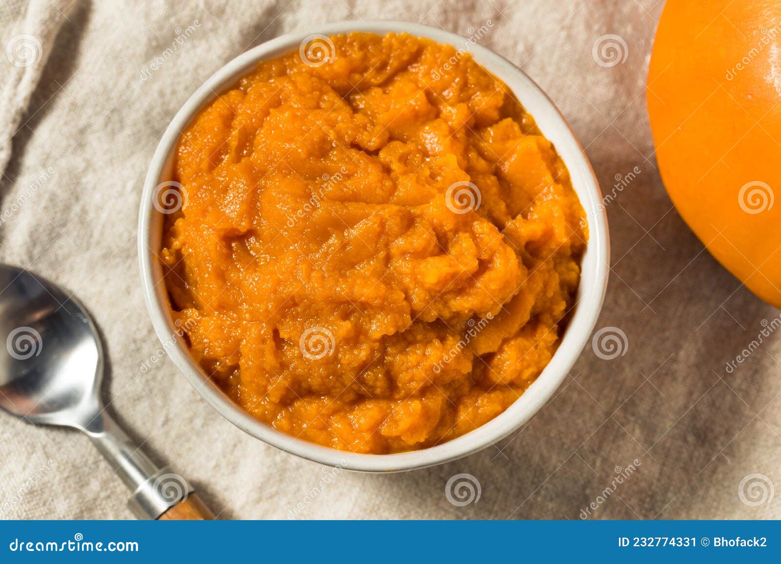 Raw Orange Organic Pumpkin Puree Stock Image - Image of fresh ...
