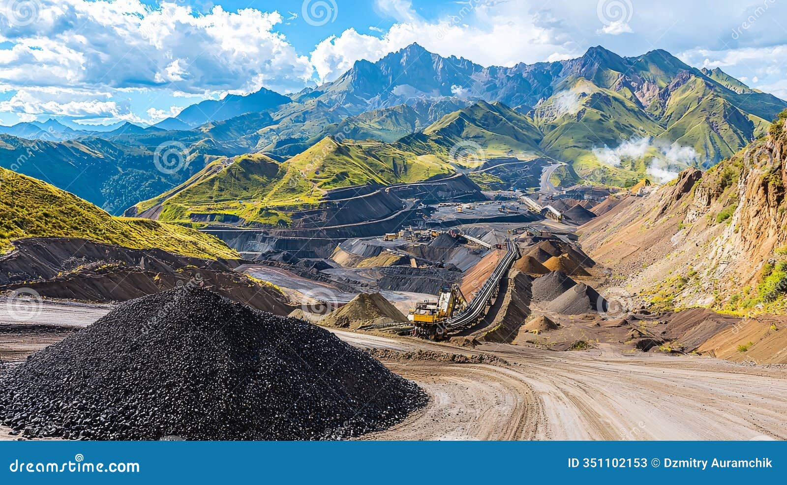 Raw Ore is Transported by a Conveyor Belt through a Massive Mining ...
