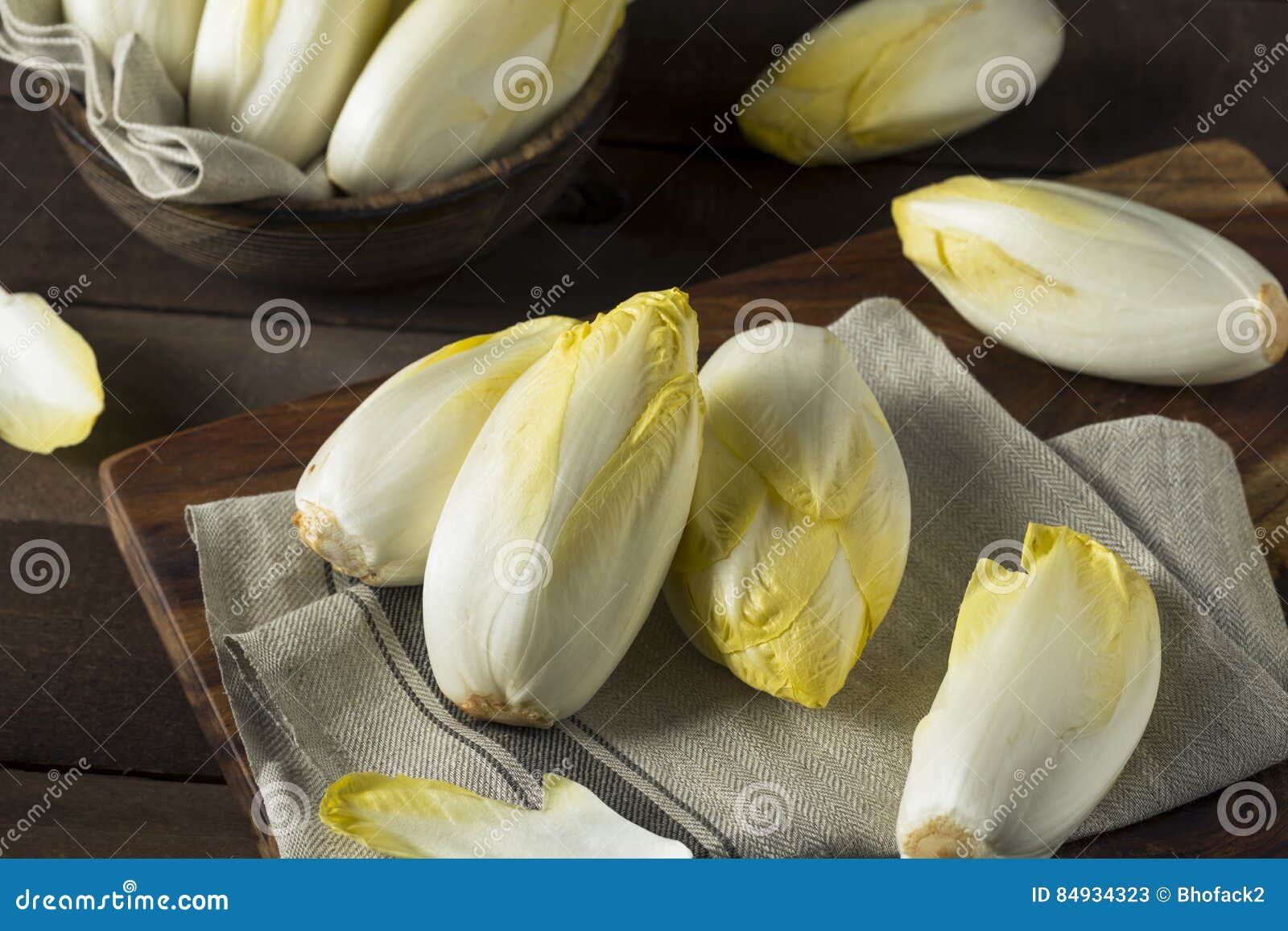 Belgian Endive, Raw Fresh Witloof Chicory Buds, On A Black Background ...