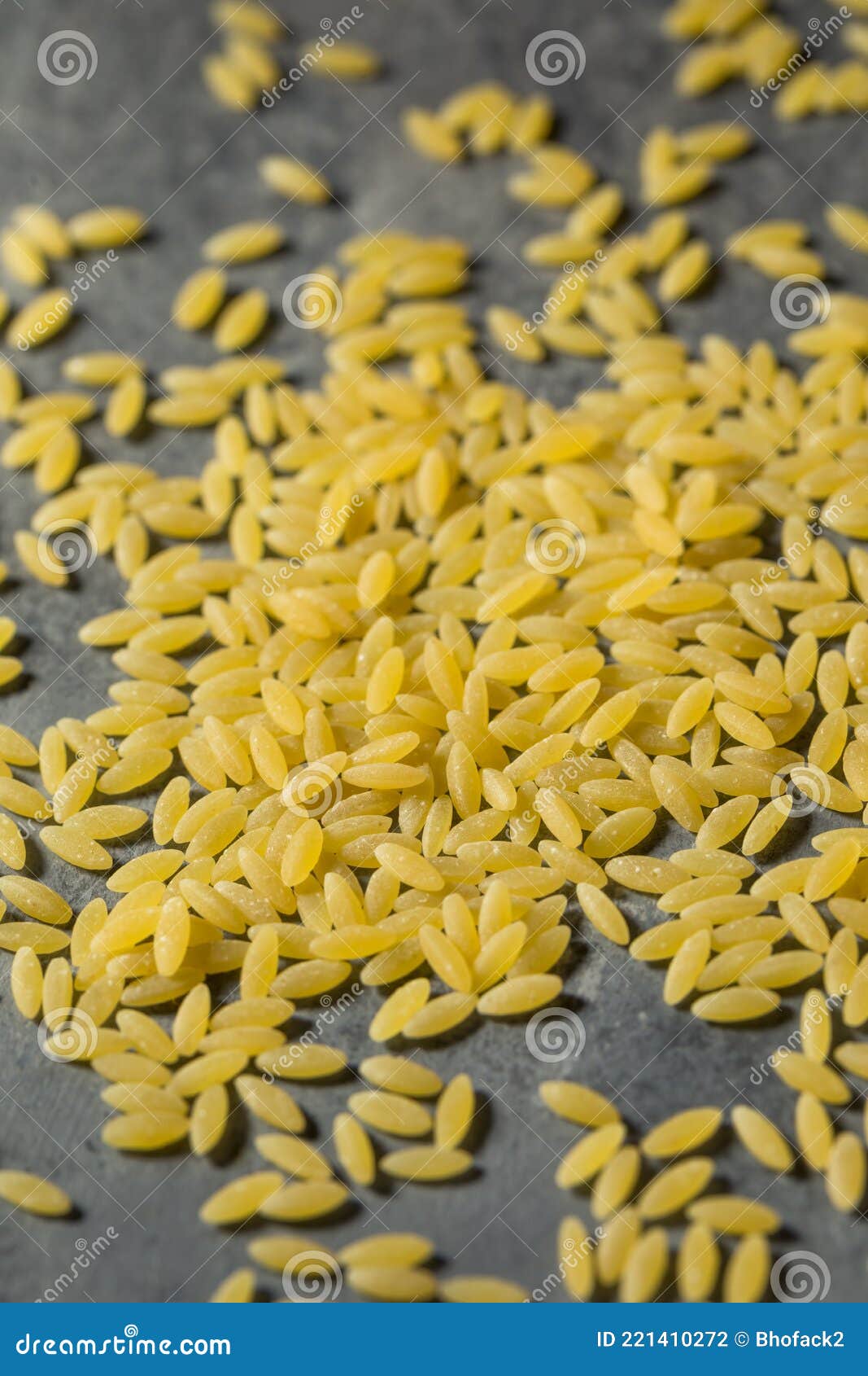 Raw Organic Dry Orzo Pasta stock photo. Image of natural - 221410272