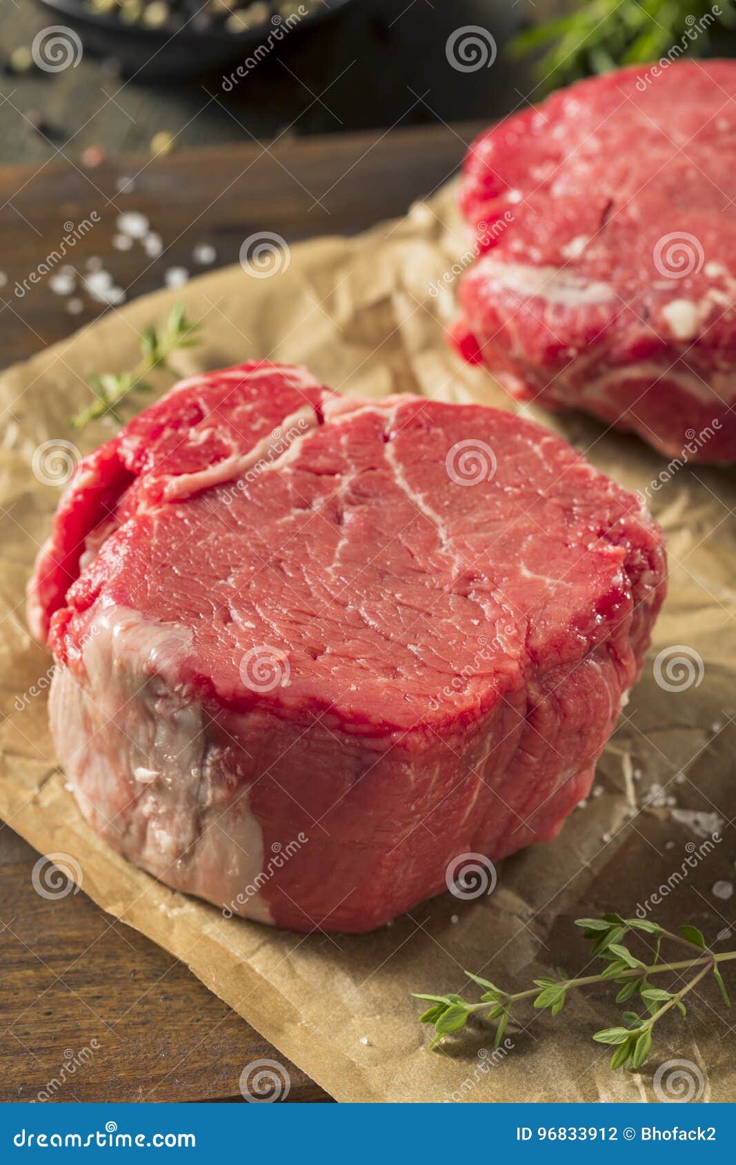 Raw Organic Grass Fed Filet Mignon Steak Stock Photo - Image of ...