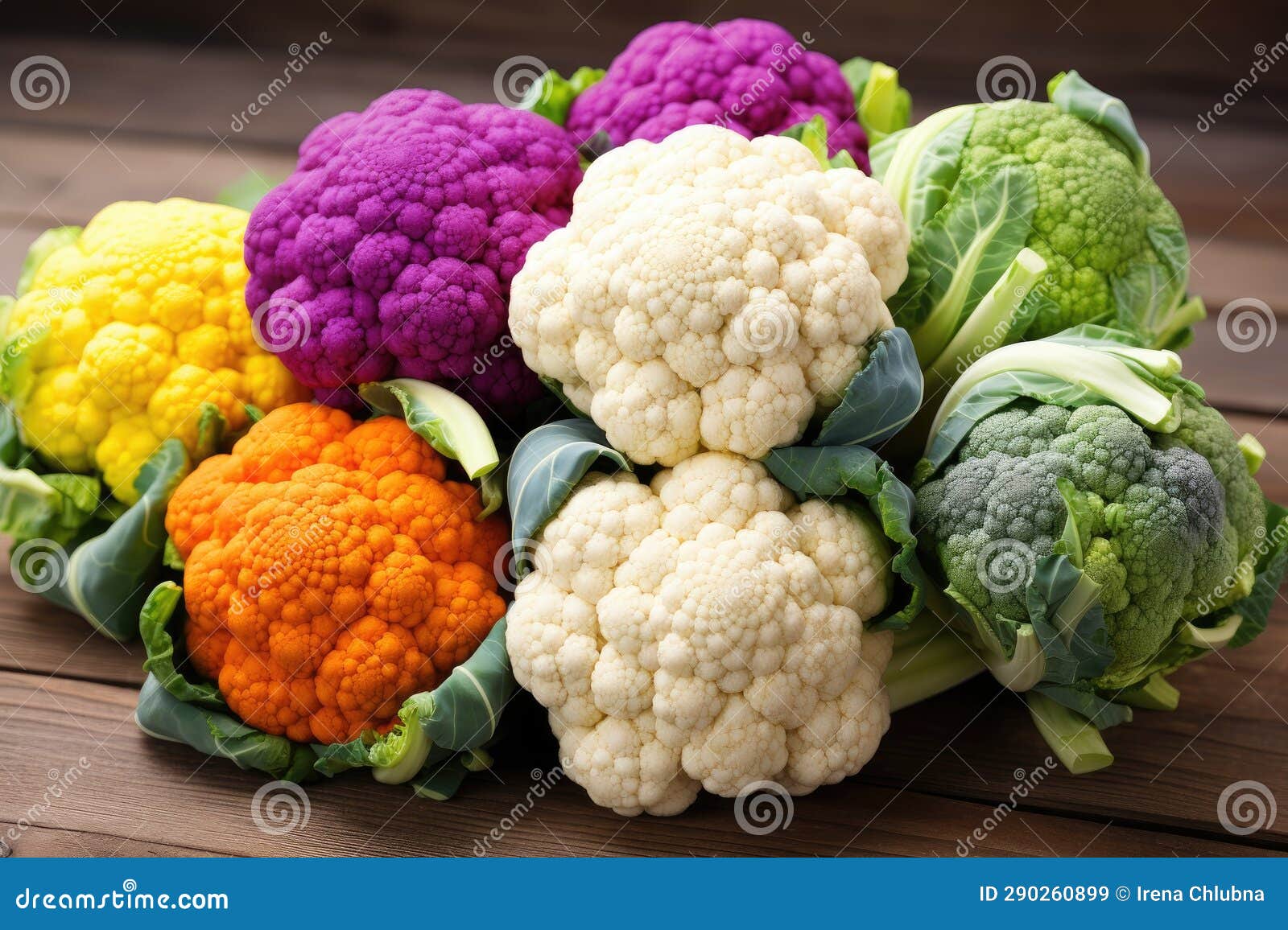 Raw Organic Multi Colored Cauliflower Stock Illustration - Illustration ...