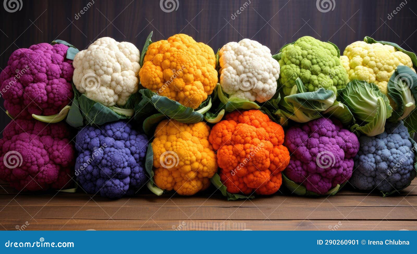 Raw Organic Multi Colored Cauliflower Stock Illustration - Illustration ...