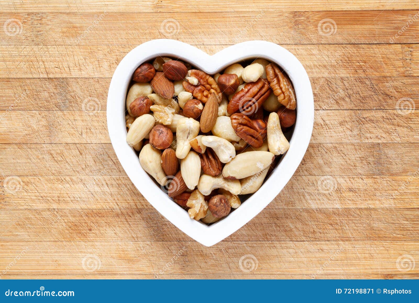 Raw Organic Nuts in Heart Shaped Bowl Stock Image - Image of mixed ...