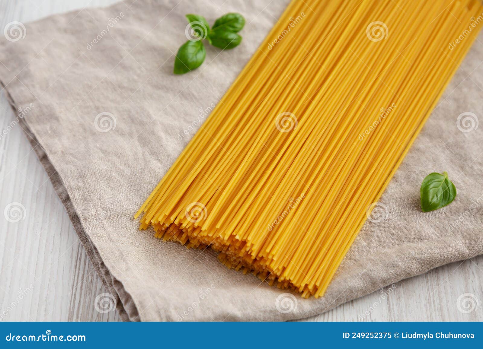 Raw Organic Spaghetti Pasta in a Bunch, Side View Stock Image - Image ...