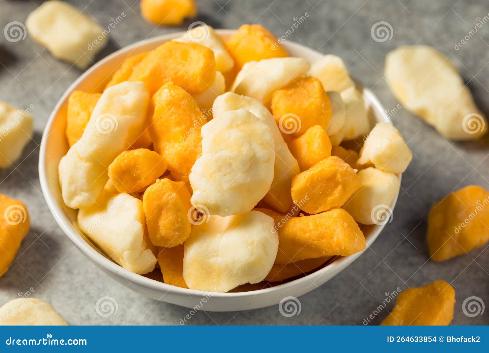 Raw Organic Yellow and White Cheese Curds Stock Photo - Image of soft ...