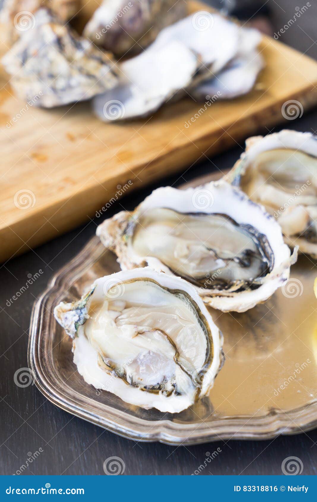 Raw oysters shells stock photo. Image of shellfish, eating - 83318816