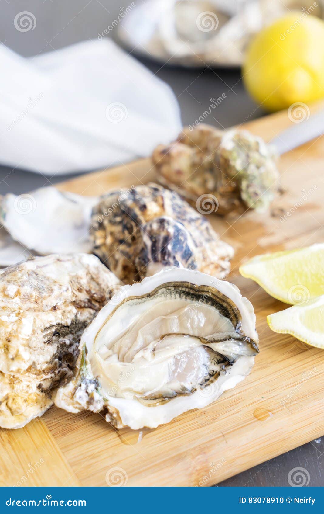 Raw oysters shells stock photo. Image of plate, focus - 83078910