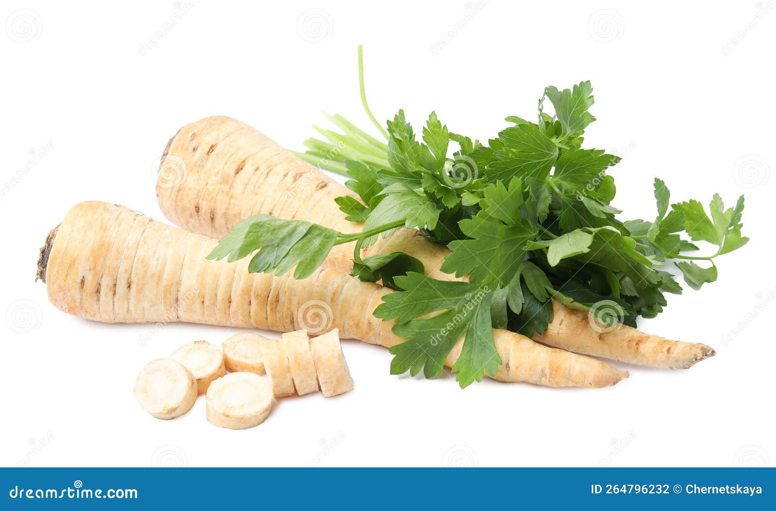 Raw Parsley Roots and Bunch of Fresh Herb Isolated on White Stock Photo ...