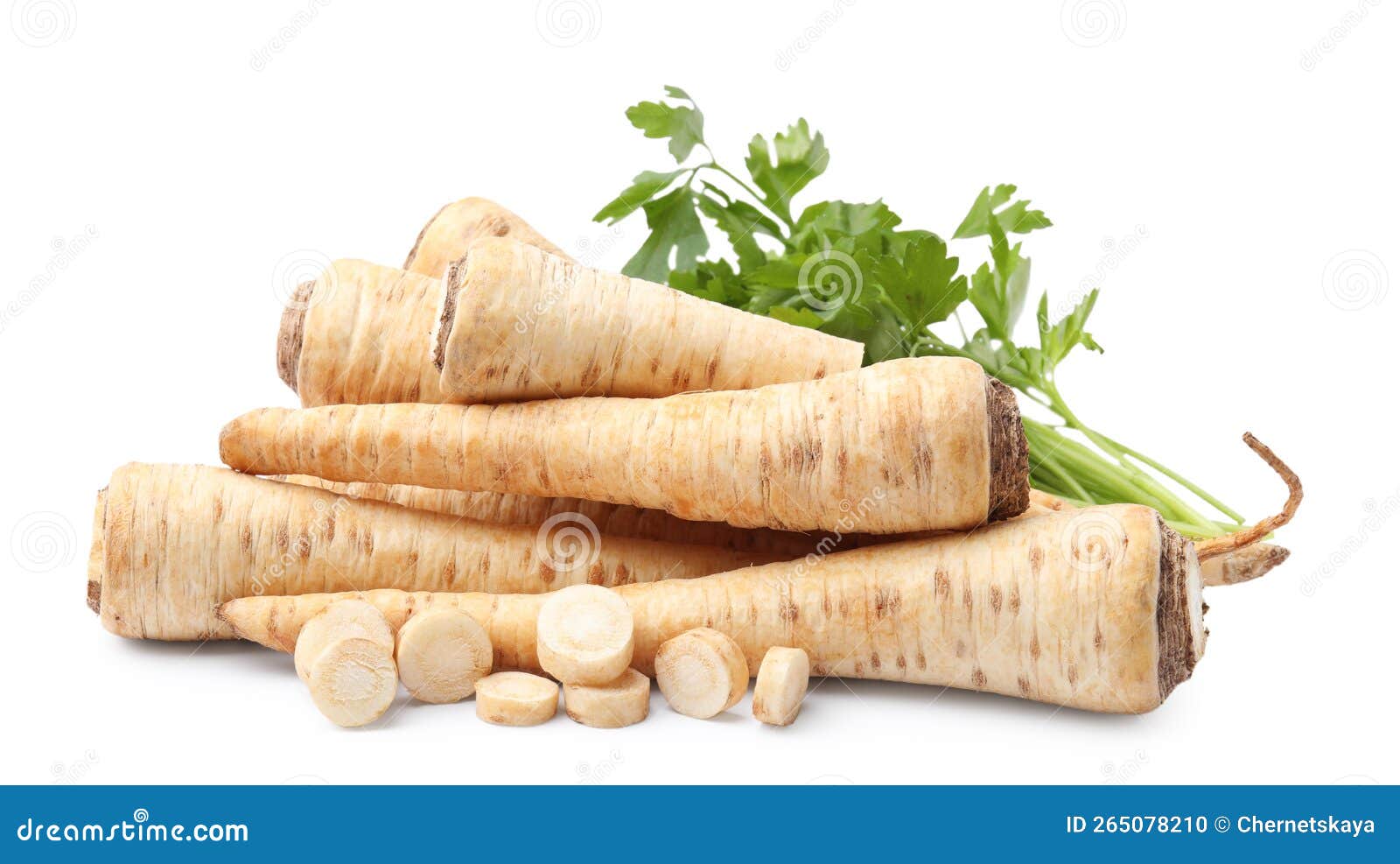 Raw Parsley Roots and Bunch of Fresh Herb Isolated on White Stock Photo ...