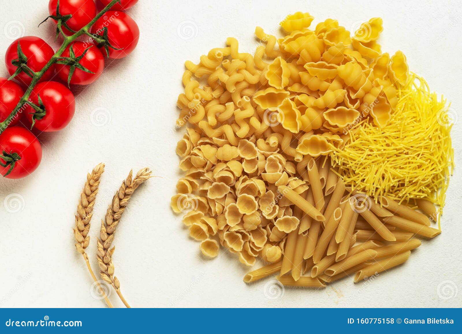 Raw Pasta of Different Types; Durum Wheat Varieties Slightly Different ...