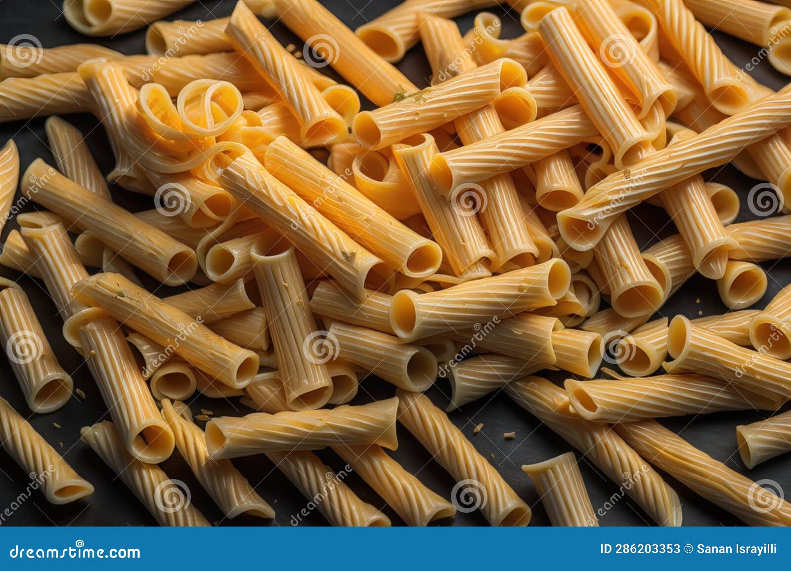 Raw Pasta on Grey Background, Top View. Dry Pasta Close Up Stock Image ...
