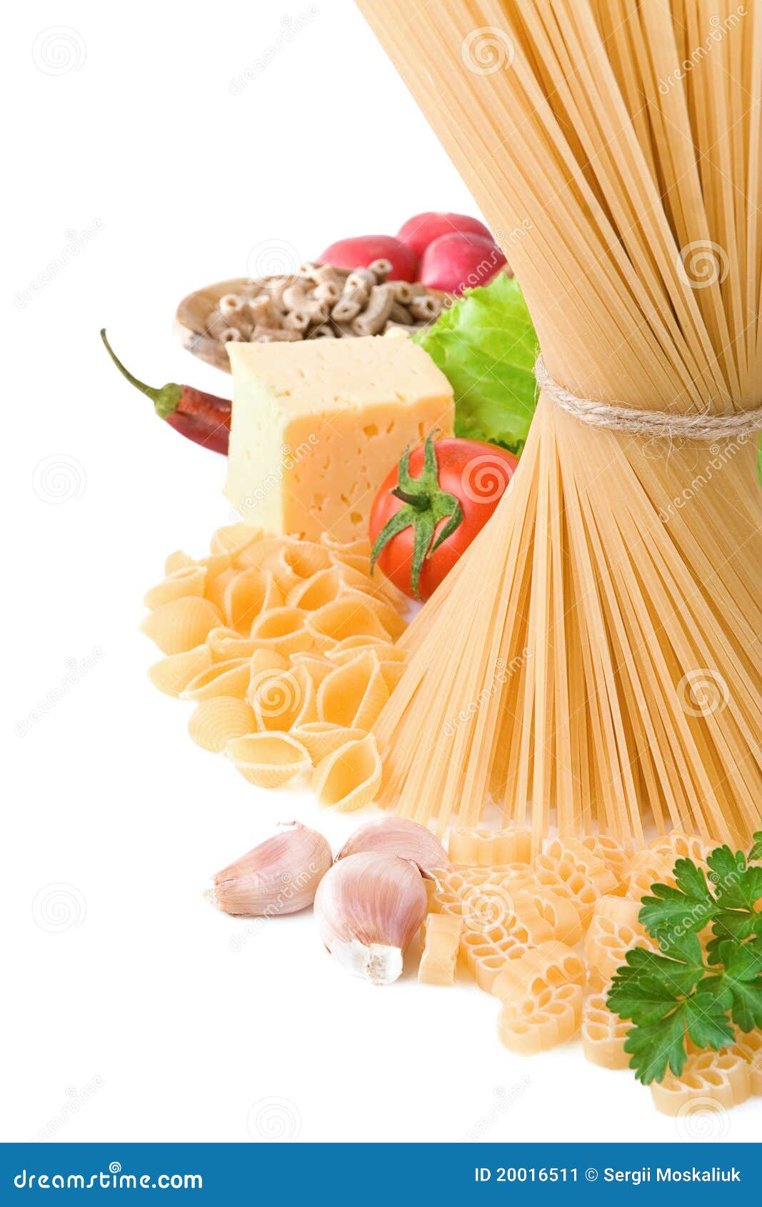 Raw Pasta and Healthy Food Isolated on White Stock Image - Image of ...