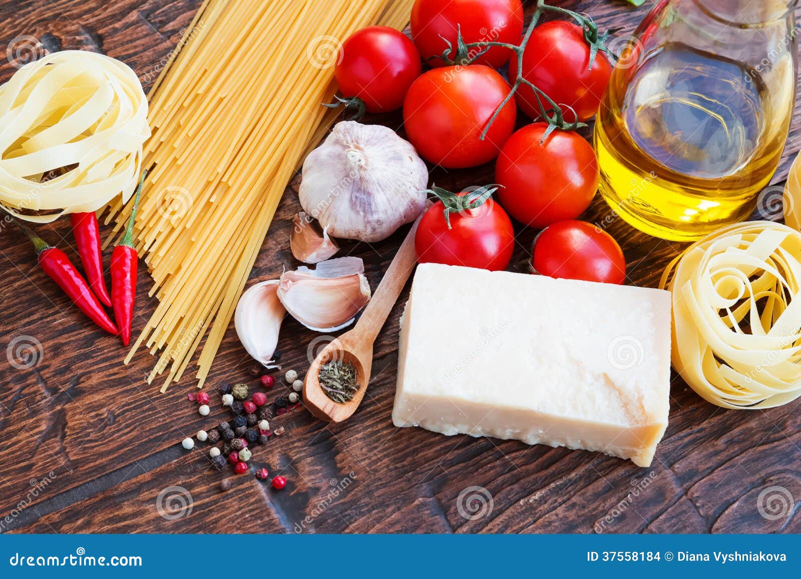 Raw pasta ingridients stock photo. Image of background - 37558184