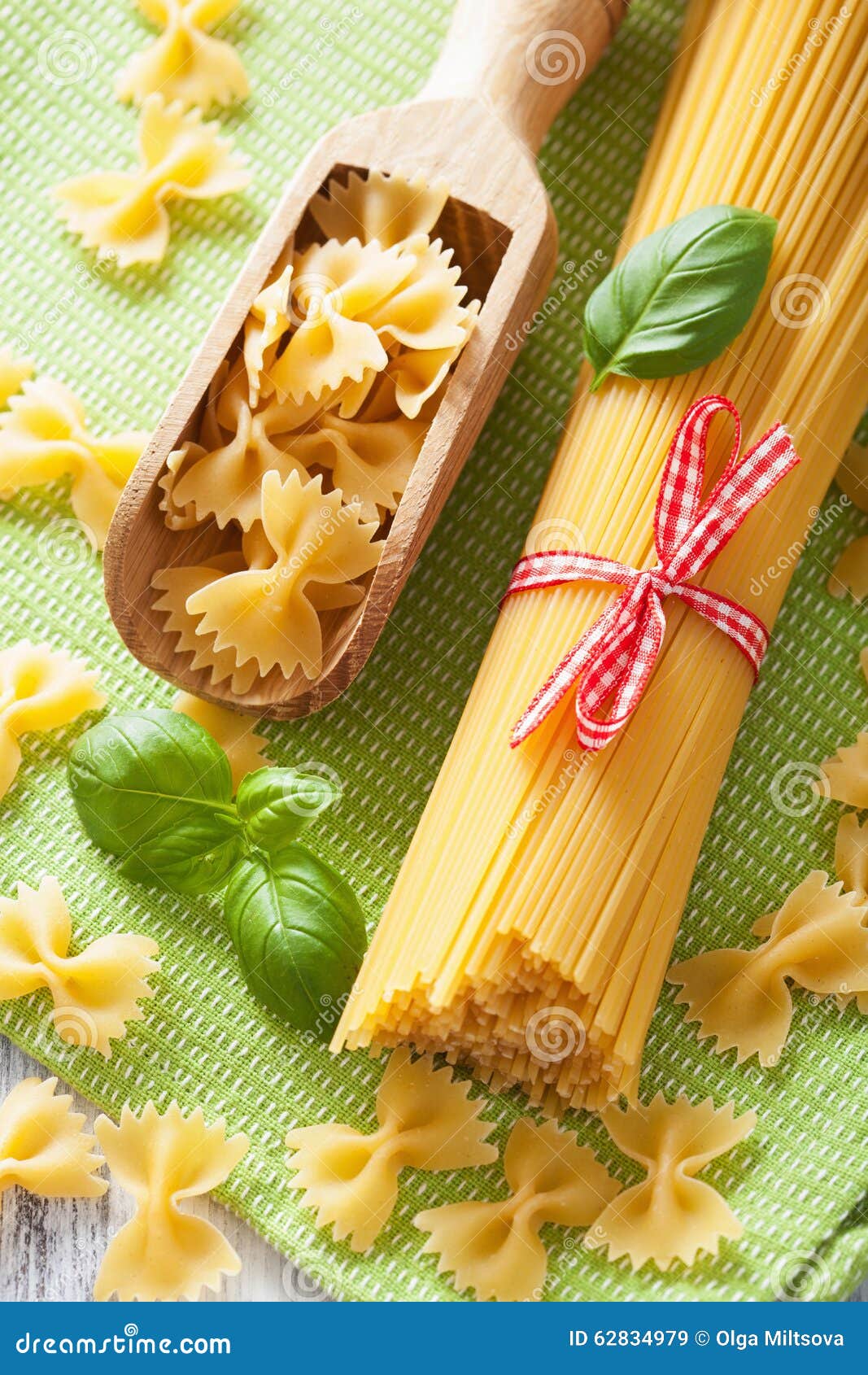 Raw Pasta Spaghetti Farfalle Italian Cuisine Stock Image - Image of ...