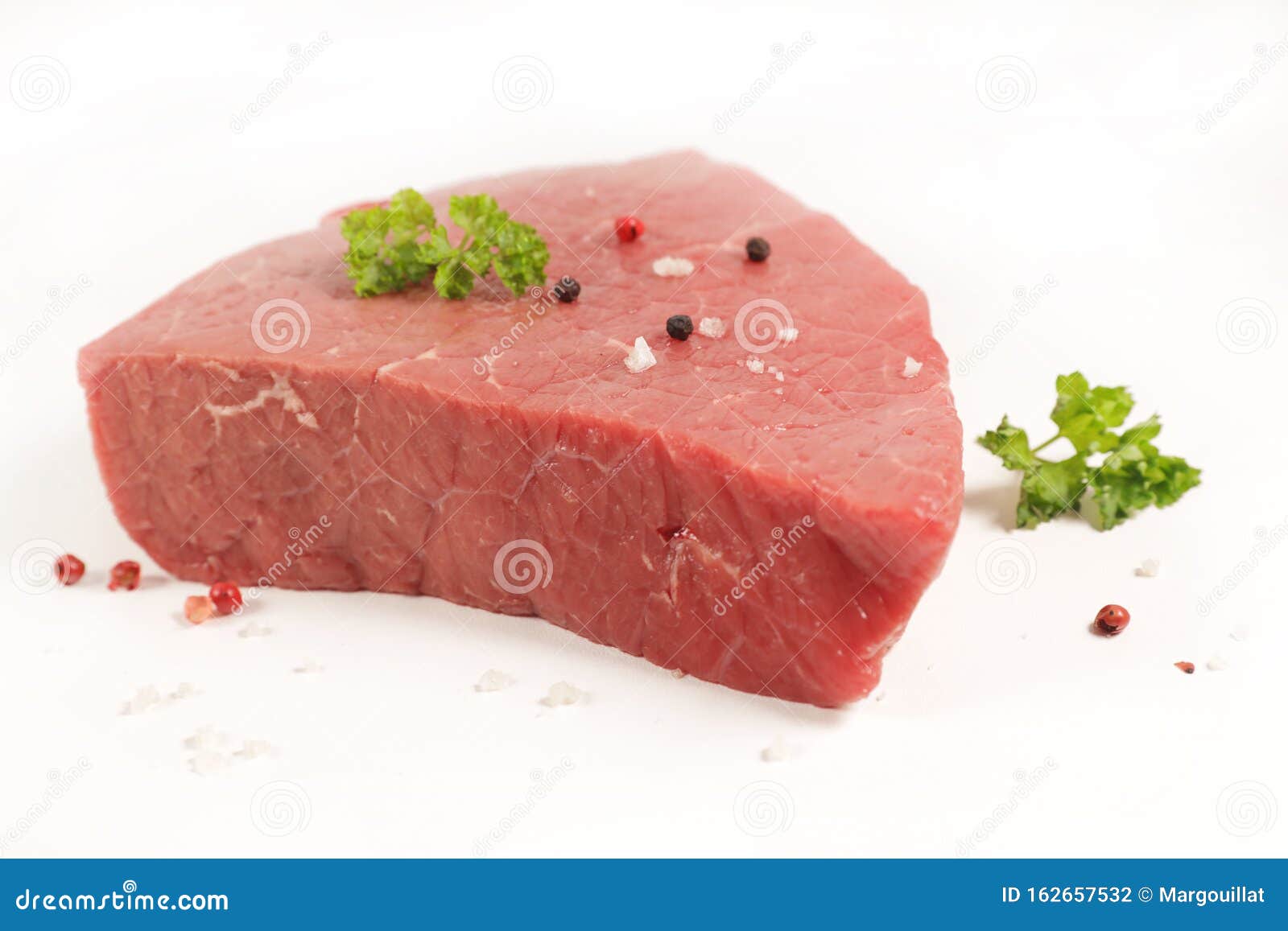 Raw Piece of Beef Isolated on White Stock Photo - Image of meat, steak ...