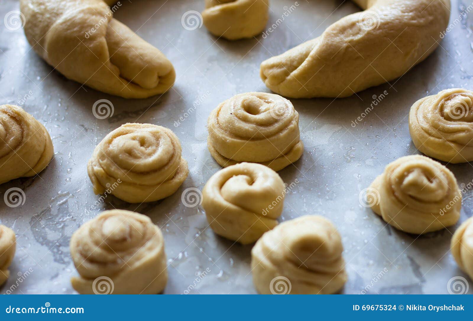 Raw Pieces of Buns Dough before Fermentation Stock Photo - Image of ...