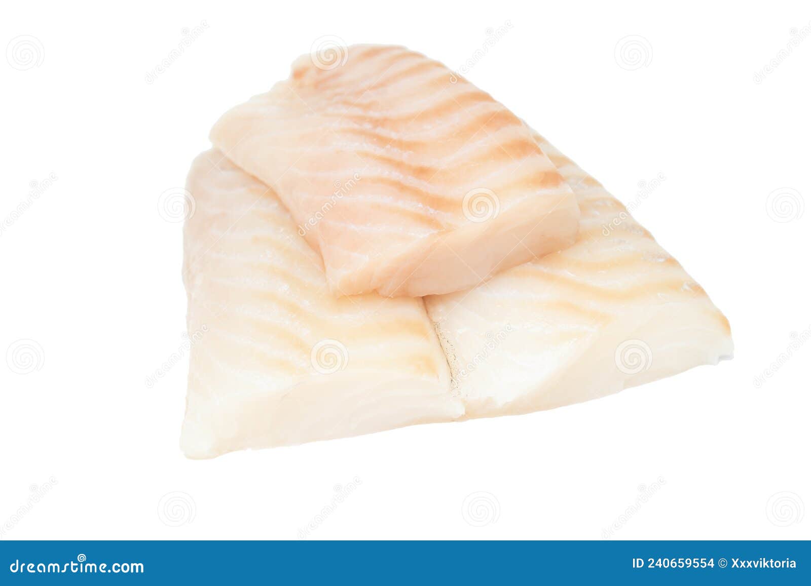 Raw Pieces of Cod Fish Loins Isolated on White Background Stock Photo ...
