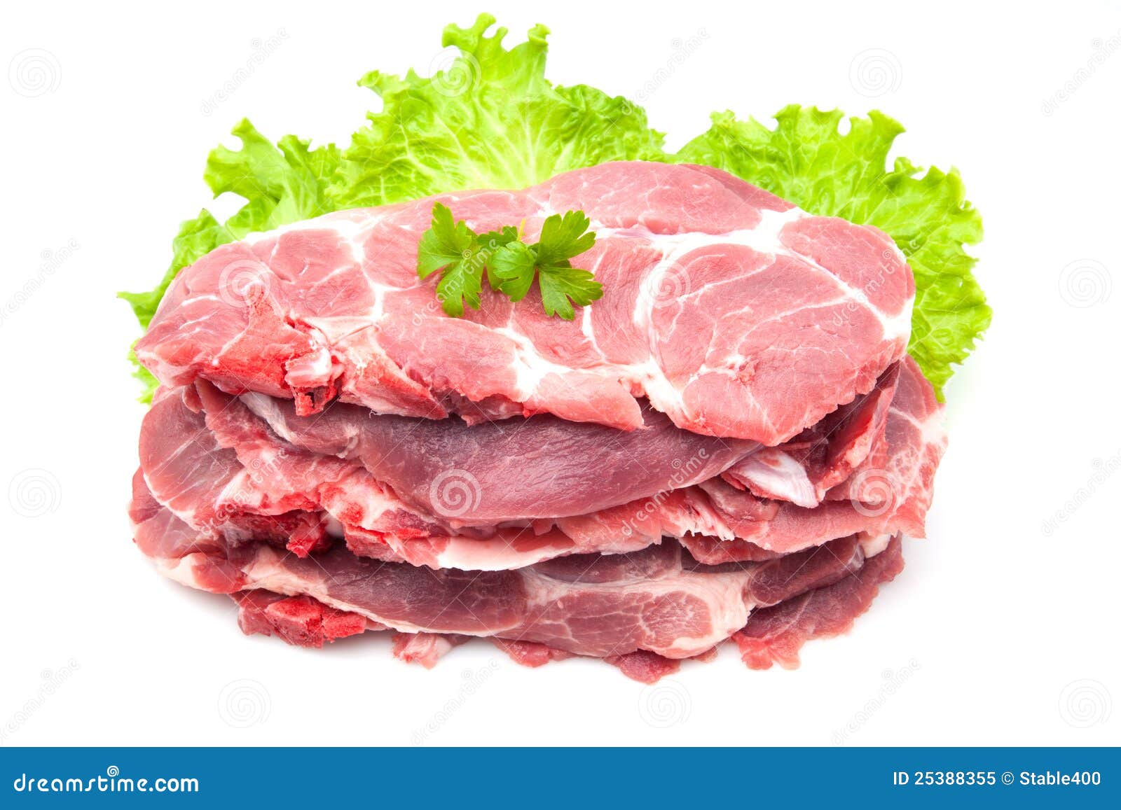 Raw pig meat stock image. Image of bloody, bone, lettuce - 25388355