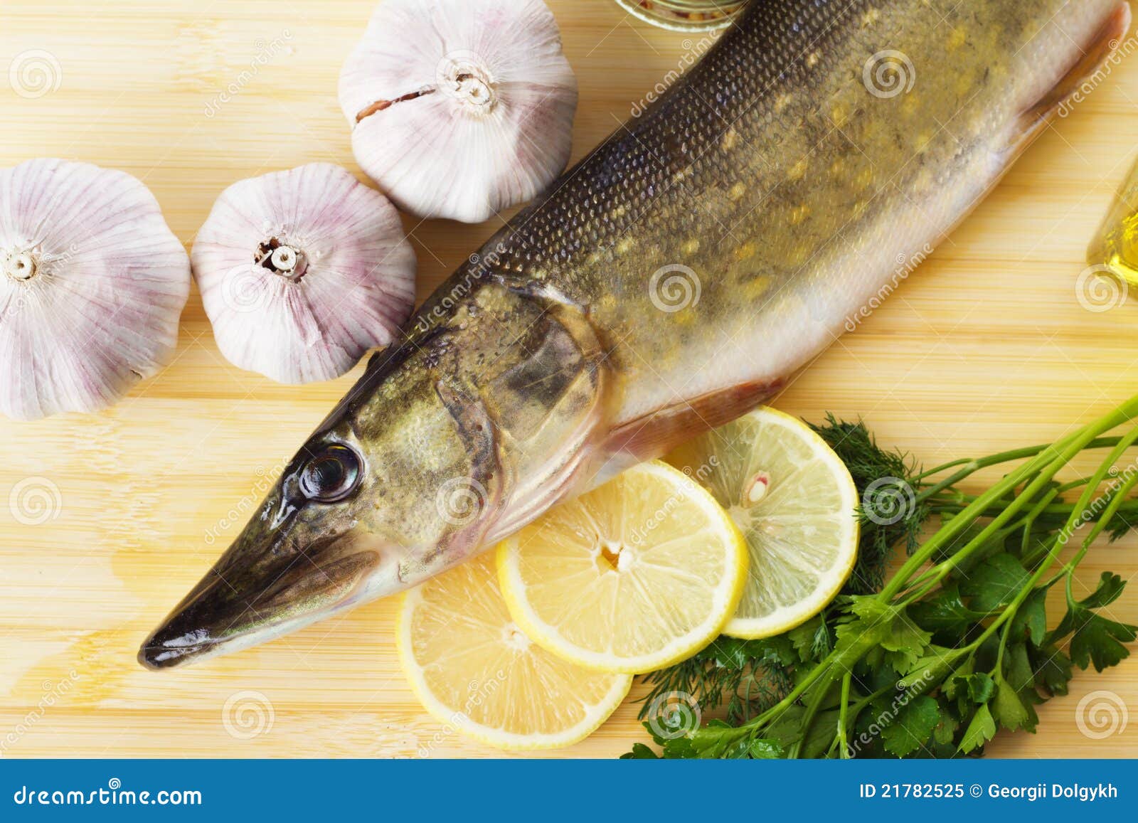 Raw Pike with Cooking Ingredients Stock Image - Image of pike, diet ...