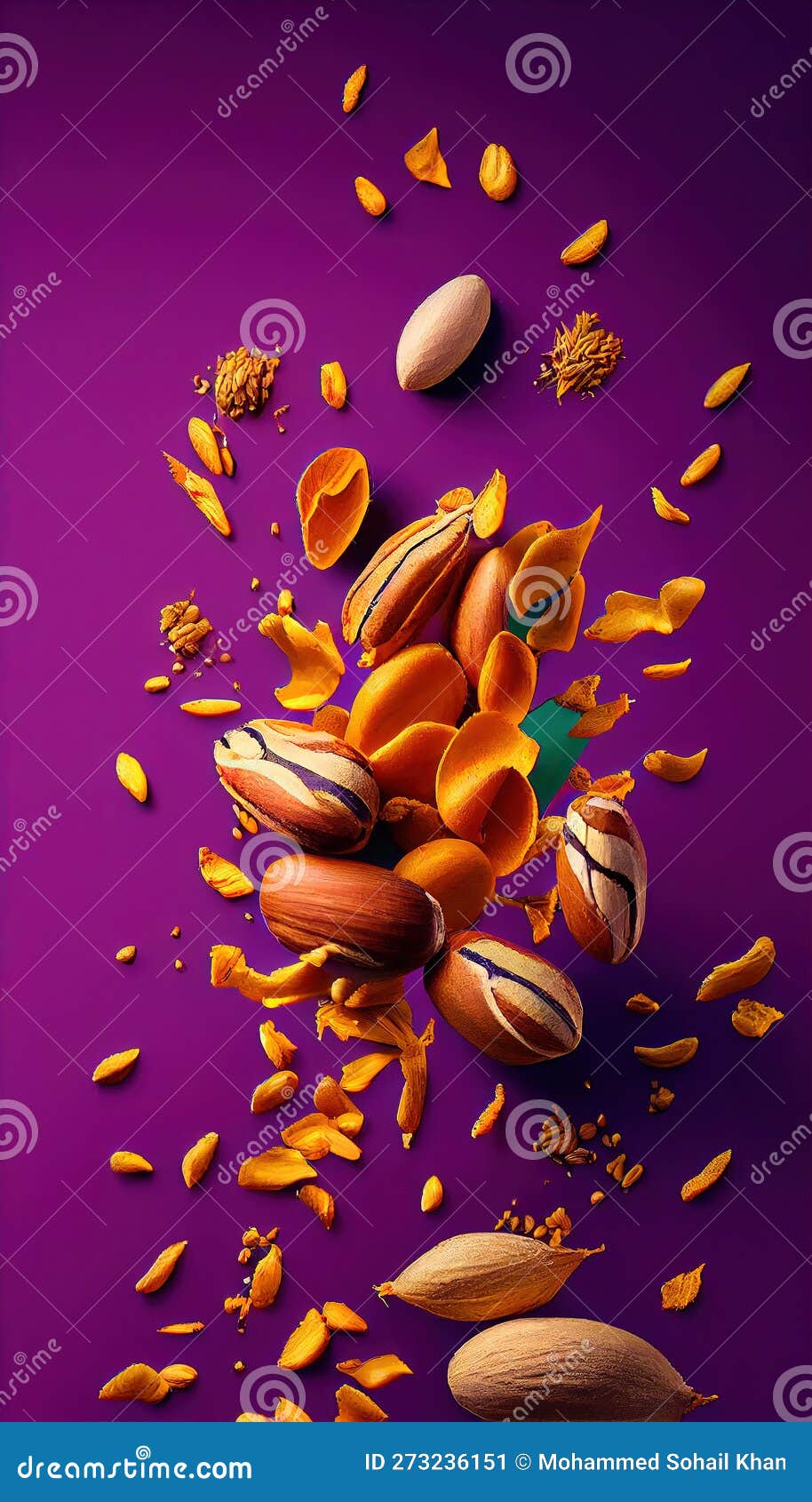 Raw Pine Nuts Creatively Falling-Dripping Flying or Splashing on Purple ...