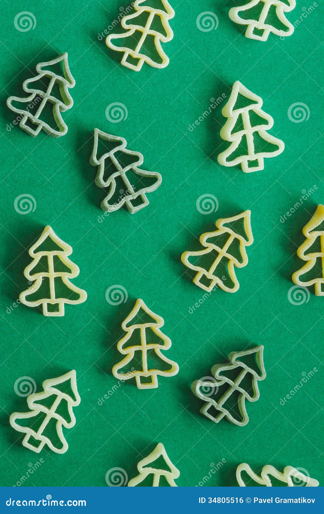 Raw Pine Tree Shaped Pasta. Stock Photo - Image of table, texture: 34805516