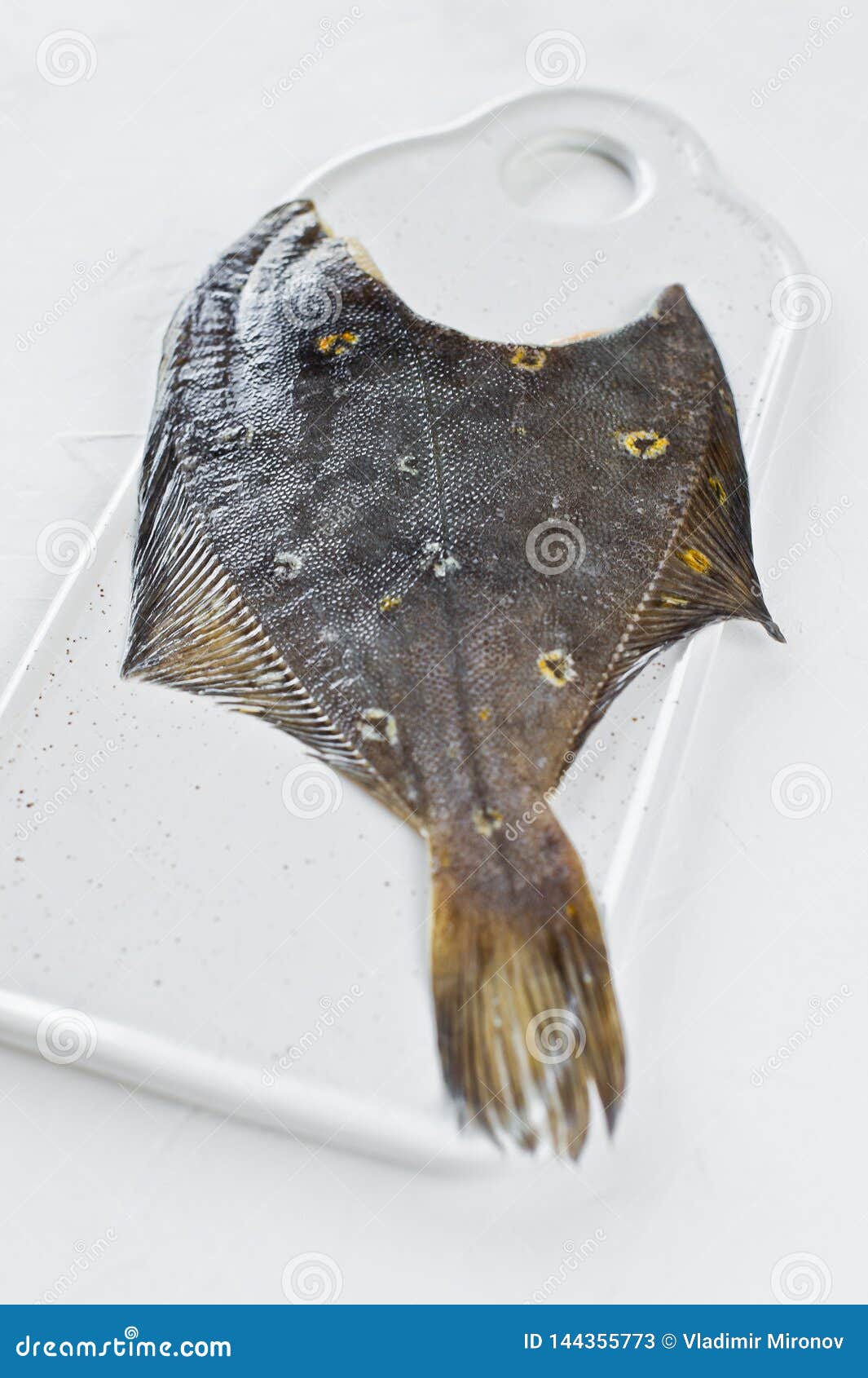 Raw Plaice. White Background, Side View. Stock Image - Image of salt ...