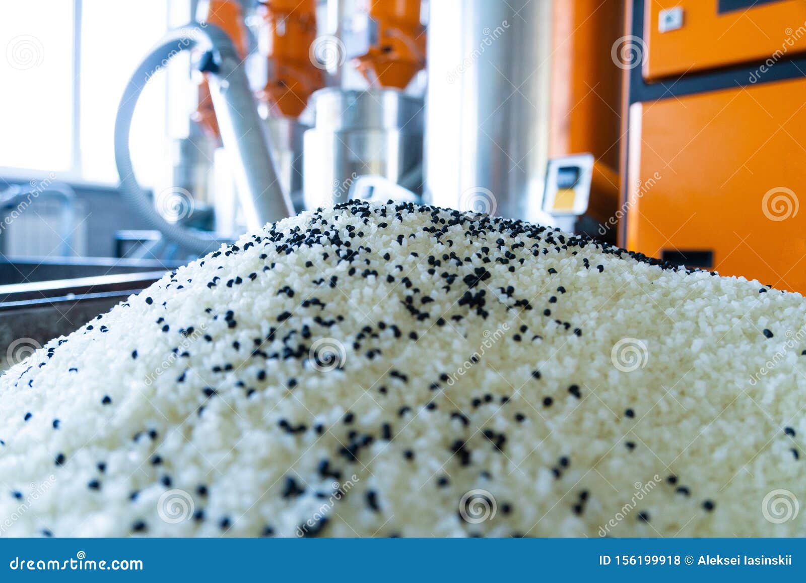 Raw Plastic Material White Granules in Metal Box Stock Photo - Image of ...