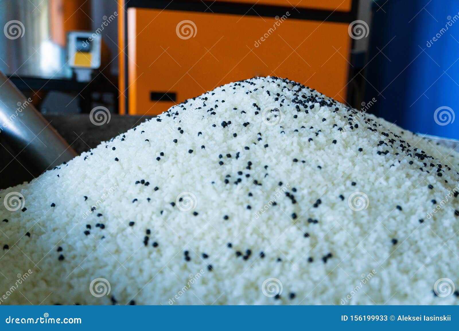 Raw Plastic Material White Granules in Metal Box Stock Image - Image of ...