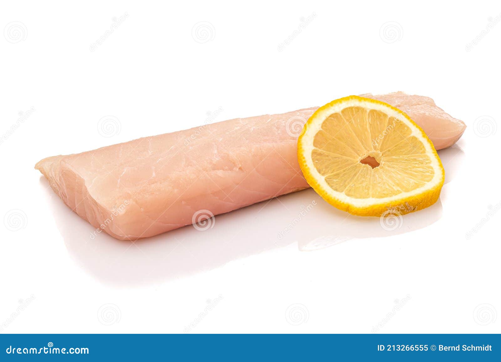 Raw Pollack Fish Fillet with Slice of Lemon Stock Image - Image of food ...