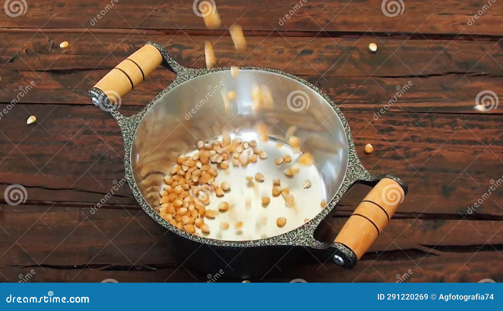 Raw Popcorn Kernels Falling into the Pan Stock Video - Video of grain ...