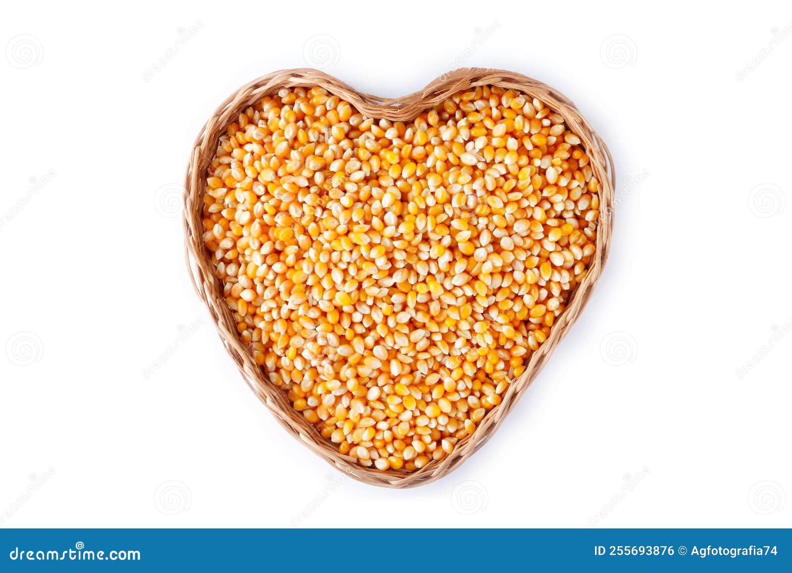 Raw Popcorn Kernels, Seeds or Grains in Basket Isolated on White ...