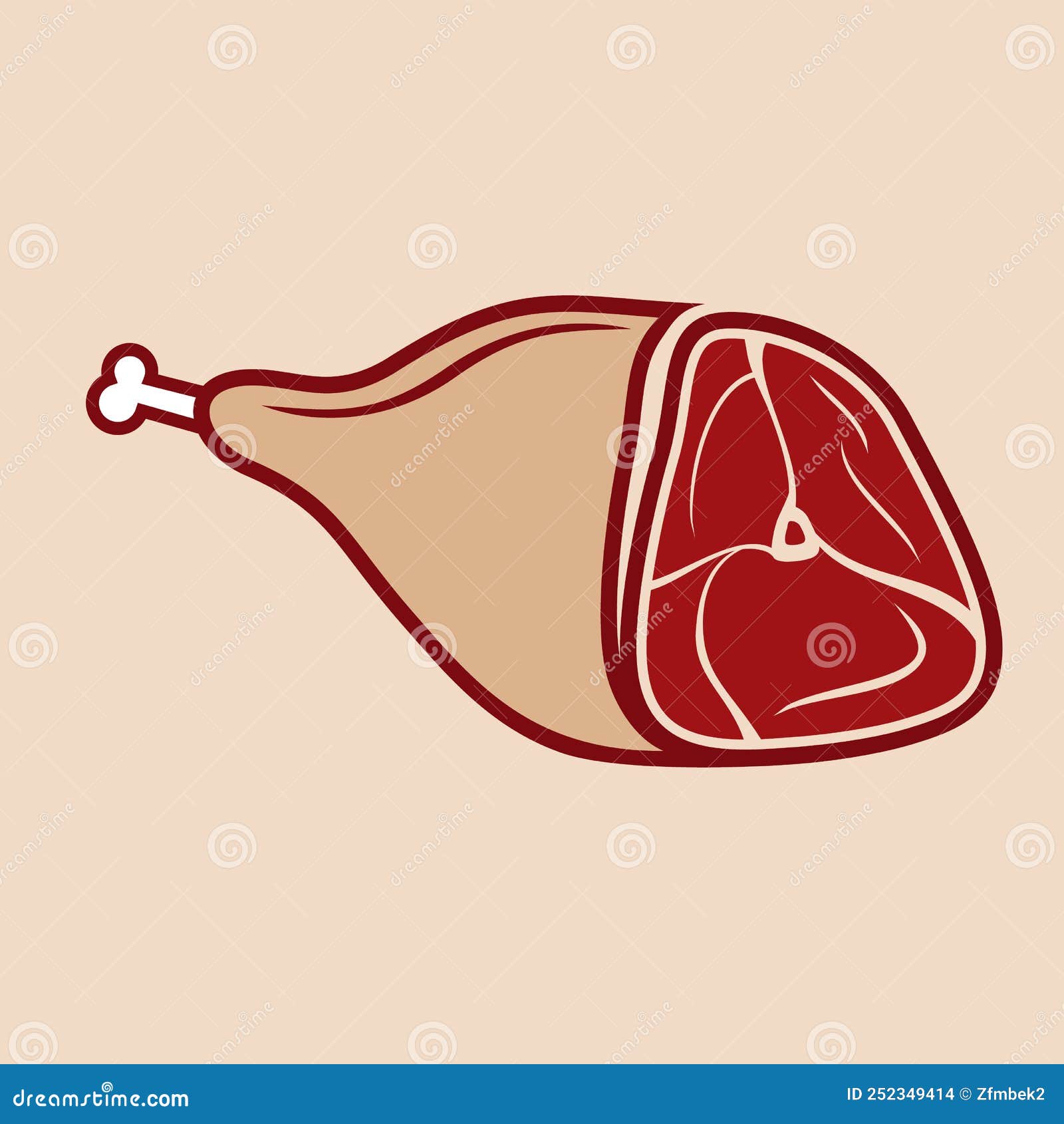 Raw Pork or Beef Leg. Vector Illustration Stock Vector - Illustration ...