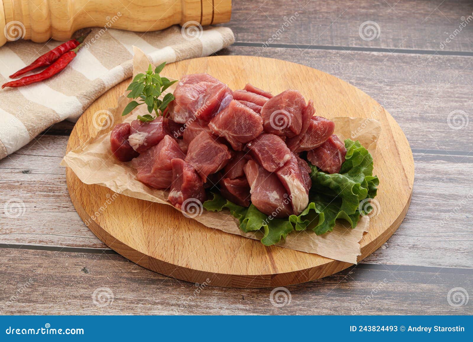 Raw pork cube for roast stock image. Image of fillet - 243824493