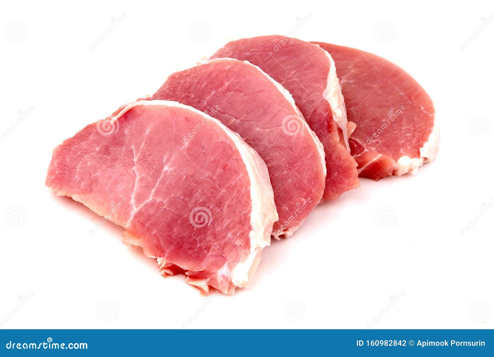 Raw Pork Cutlet on White Background, Meat Pig Stock Photo - Image of ...