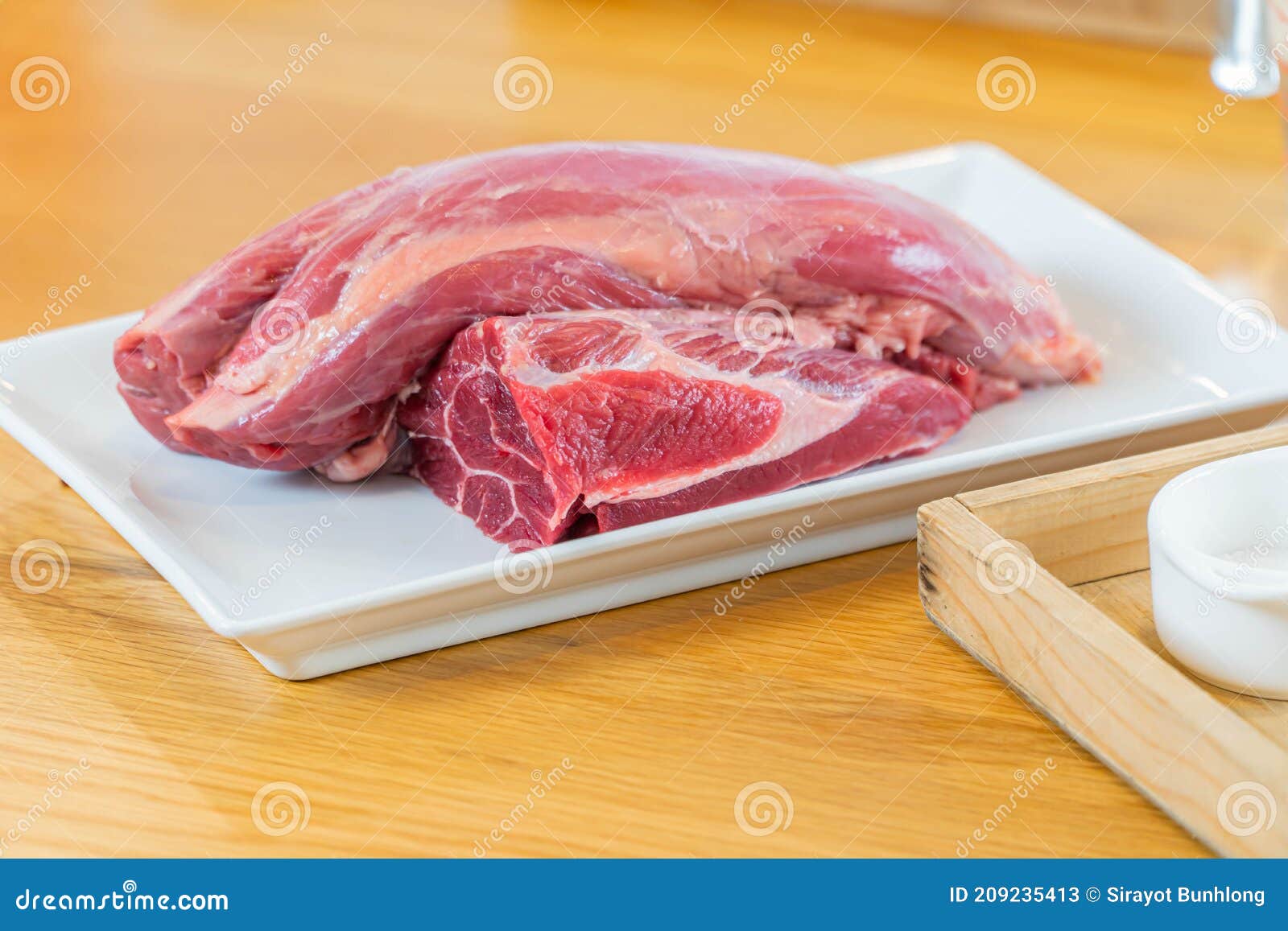 Raw Pork on Dish and Ingredient Stock Image - Image of dish, animal ...