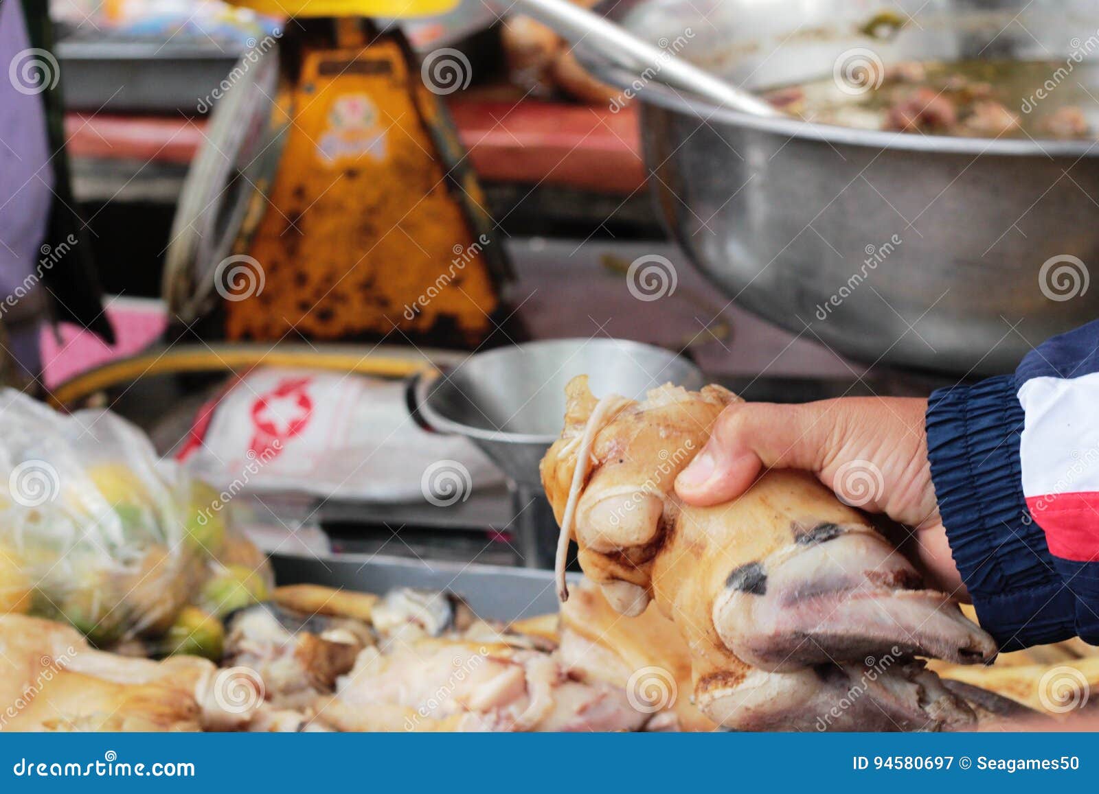Raw Pork Foot for Cooking in Market . Stock Image - Image of meat, pork ...